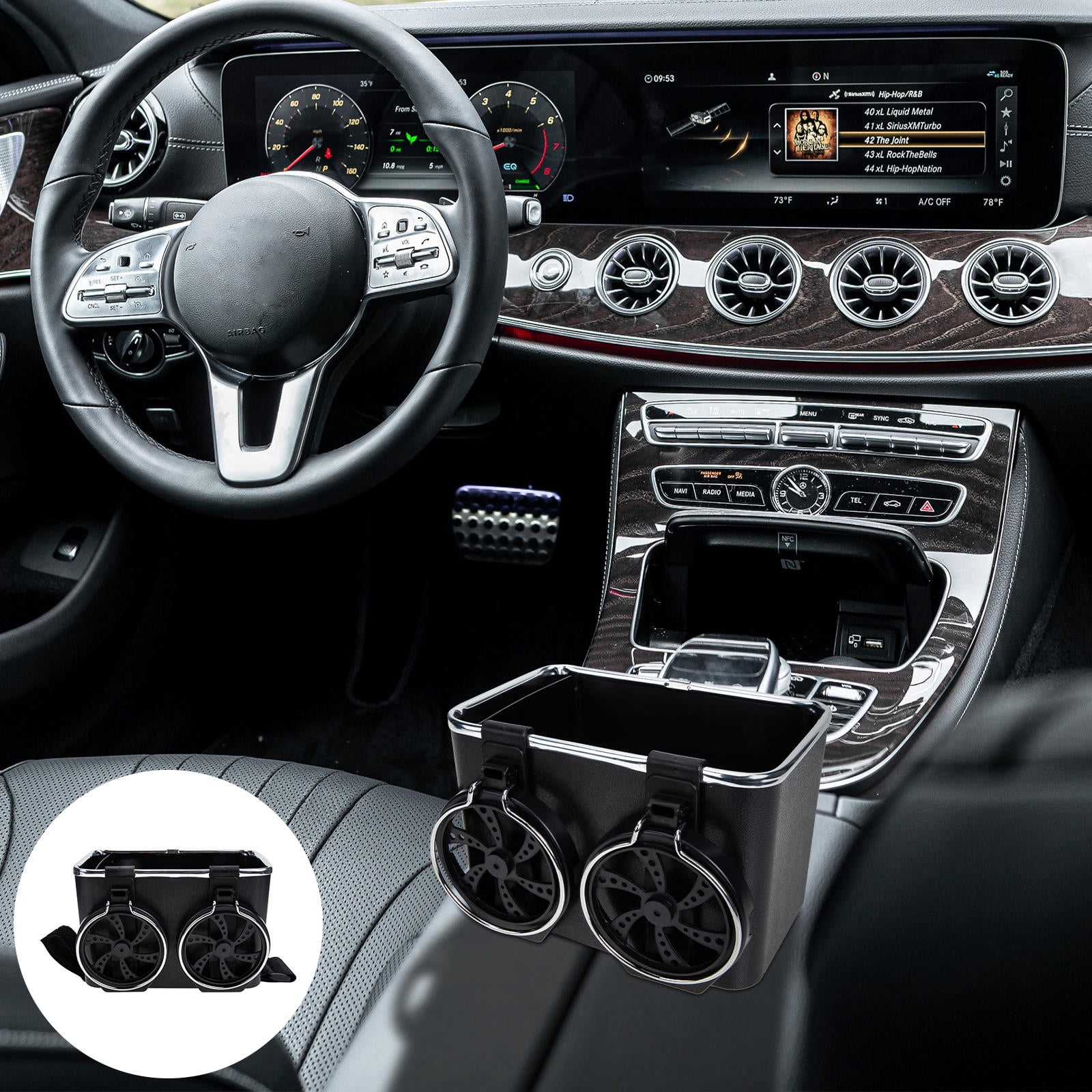 Worgeous Car Storage Box Console Cup Holder Expander Cars Boxes Black ...