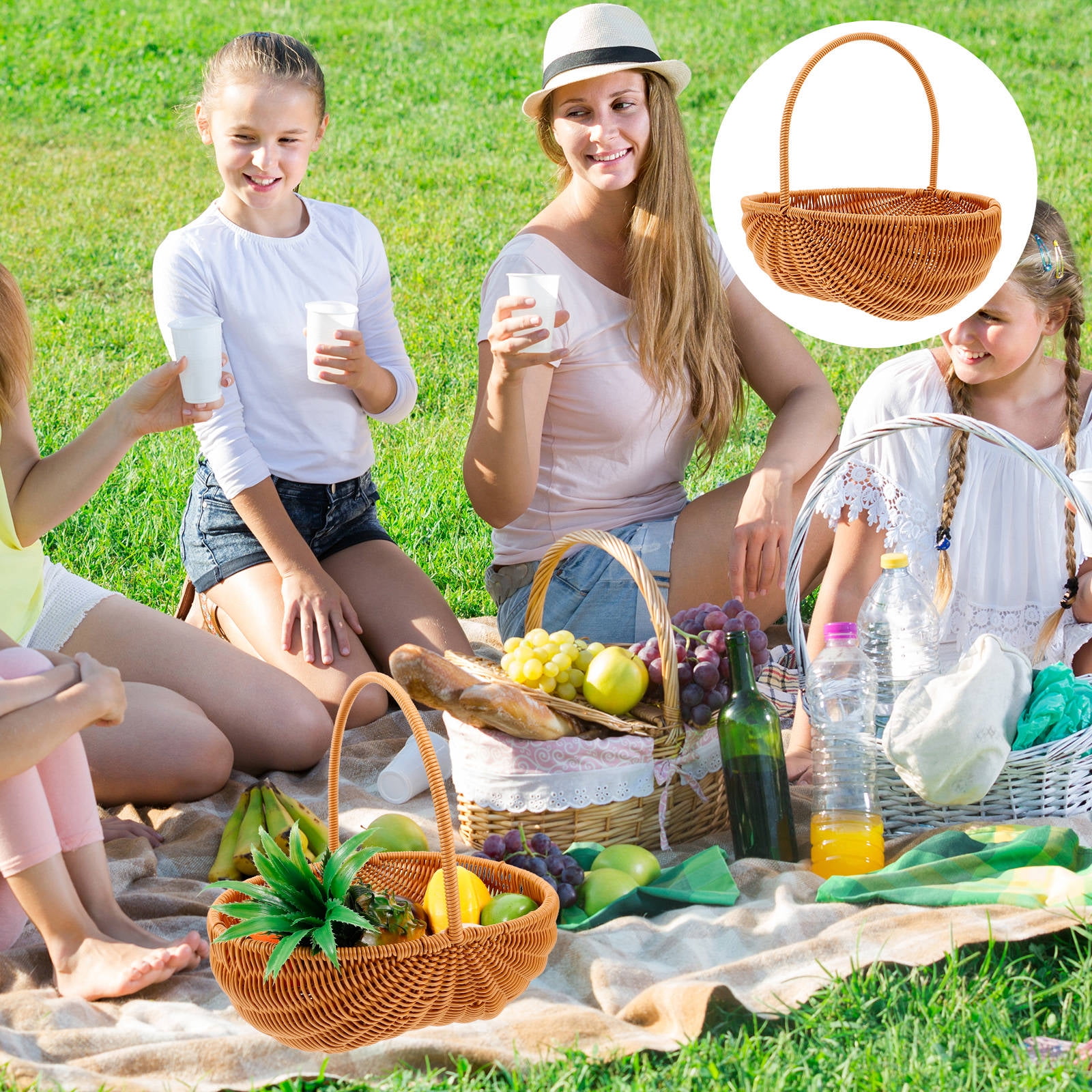 COSMOBETTY Plastic Rattan Storage Basket For Camping Picnic 1Pcs 11 ...