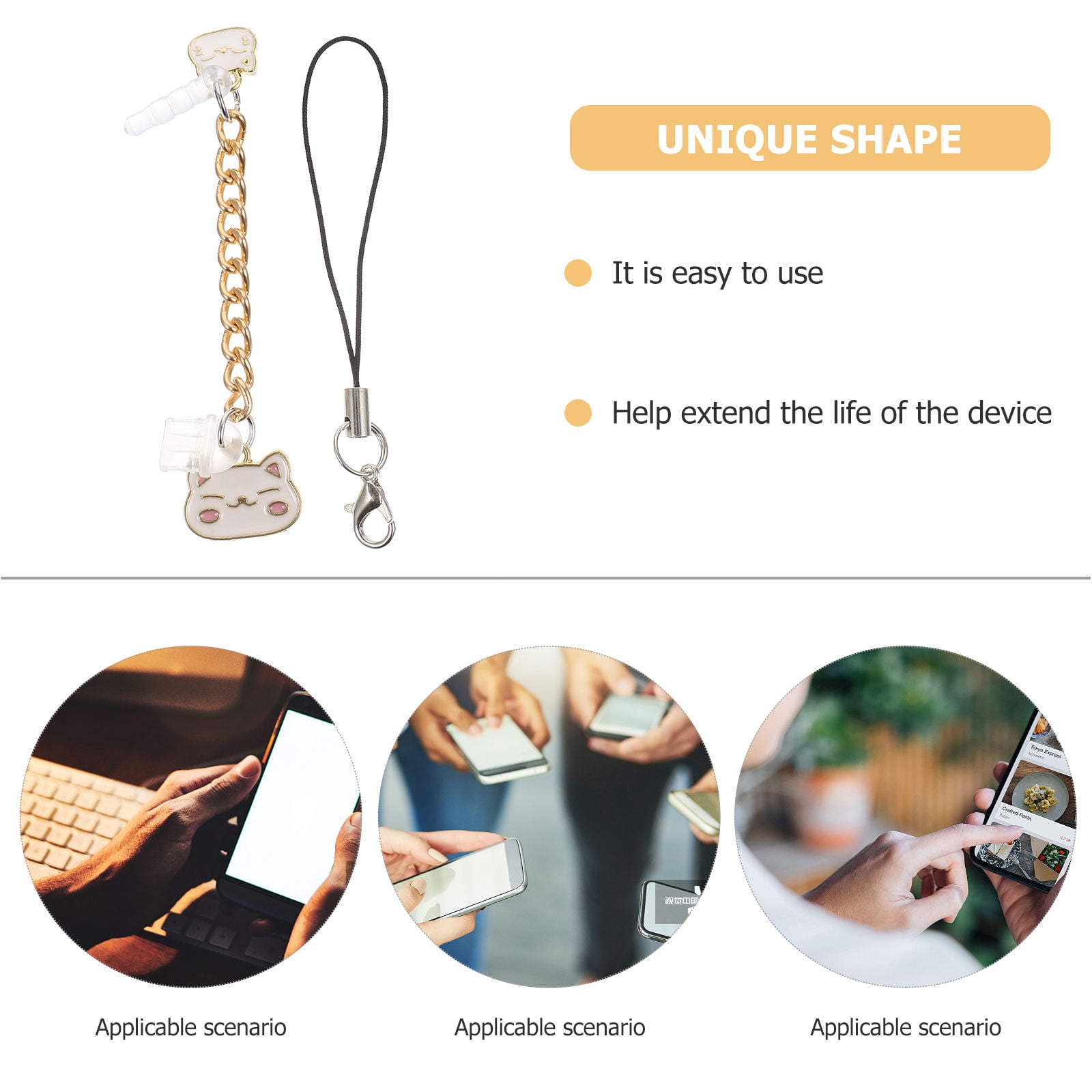 Worgeous Cartoon Cat Dust Cover for Phone Charging and Headphone Port ...