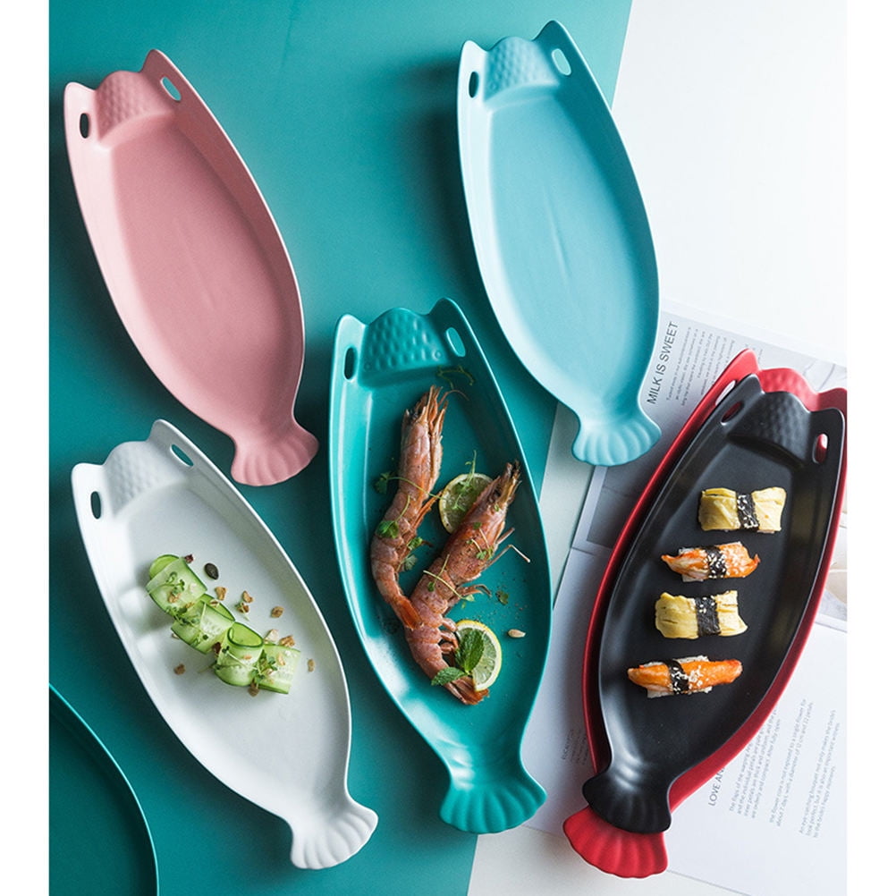 Worgeous Ceramic Serving Dishes Food Tray Unbreakable Fish Shaped Meat ...