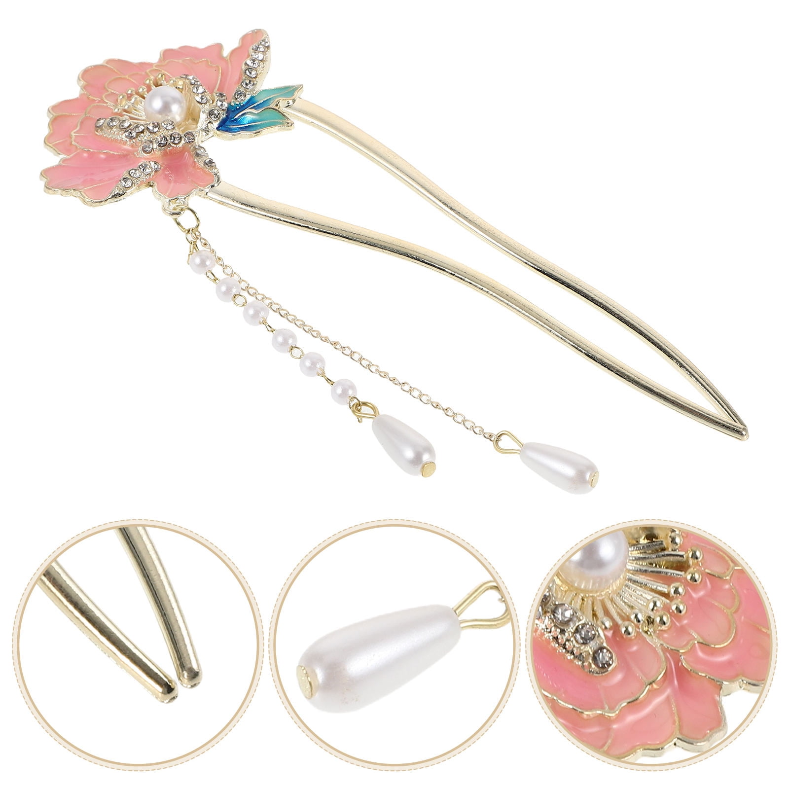 Worgeous Chinese Handmade U-Shaped Hairpin Peony Pattern Elegant Hair ...