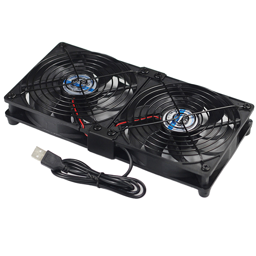 Worgeous Cooling Quiet Fan USB Fan Dual Fan Heatsink Router Cooler TV ...
