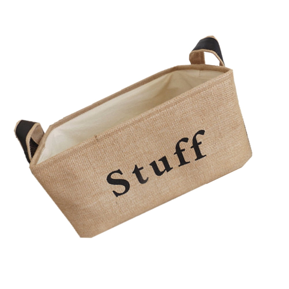 Worgeous Country Style Jute Storage Bin Toy Collapsible Cotton Basket ...