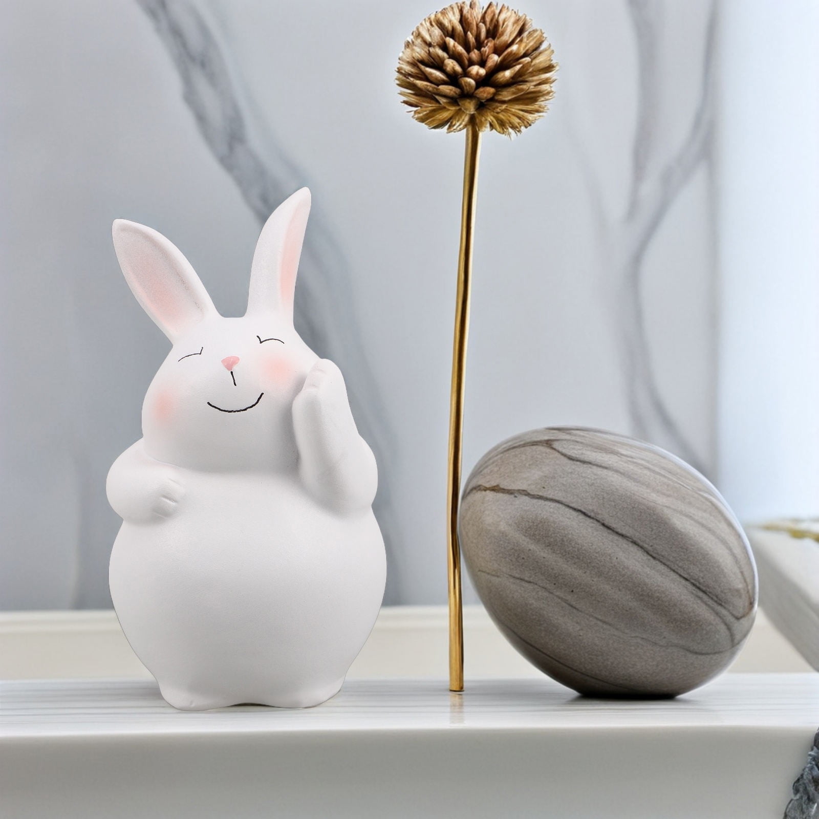 Worgeous Cute Resin Rabbit Statues Bunny Figurines Spring Tabletop ...