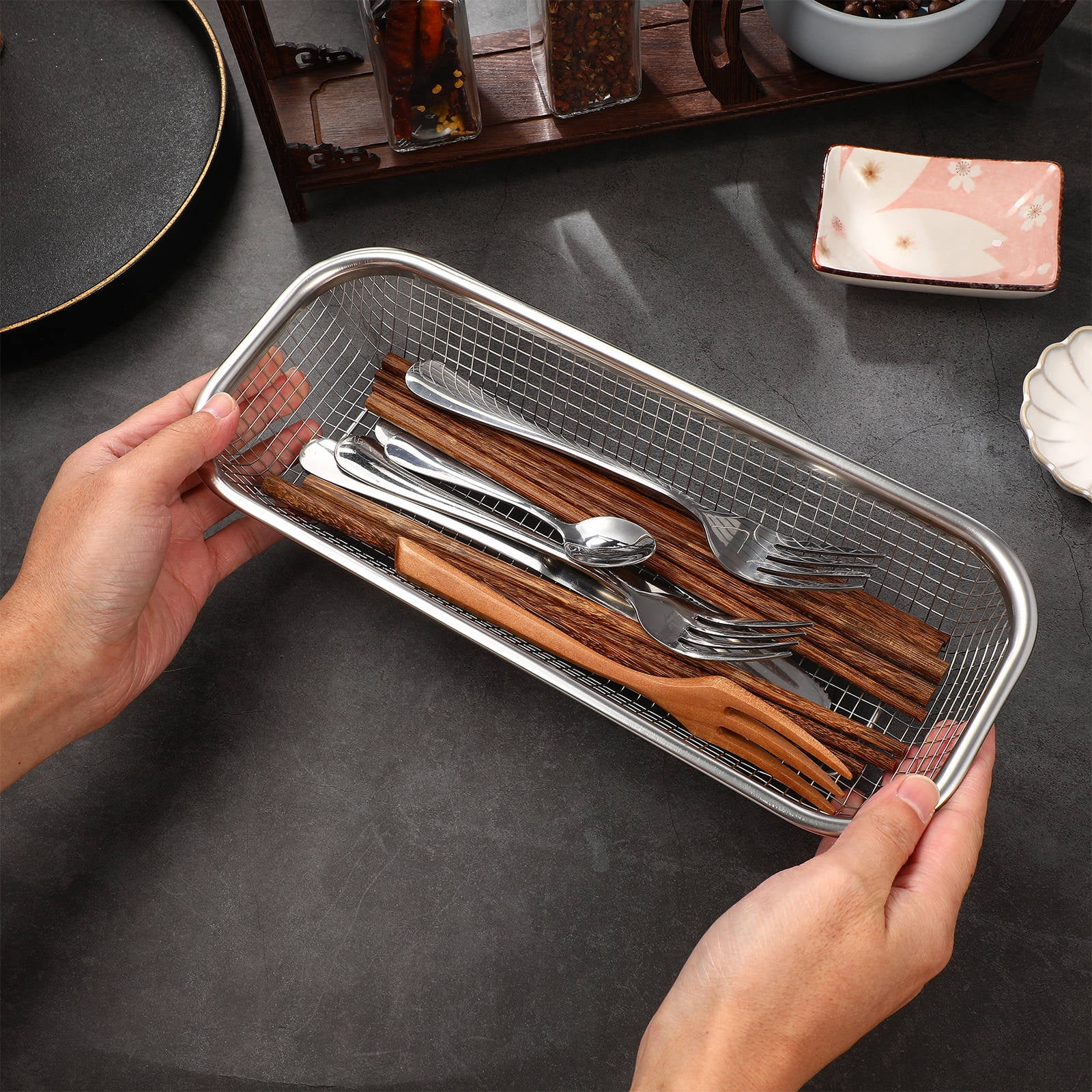 Worgeous Kitchen Cabinet Compatible Tableware Rack Silver 1Pack ...