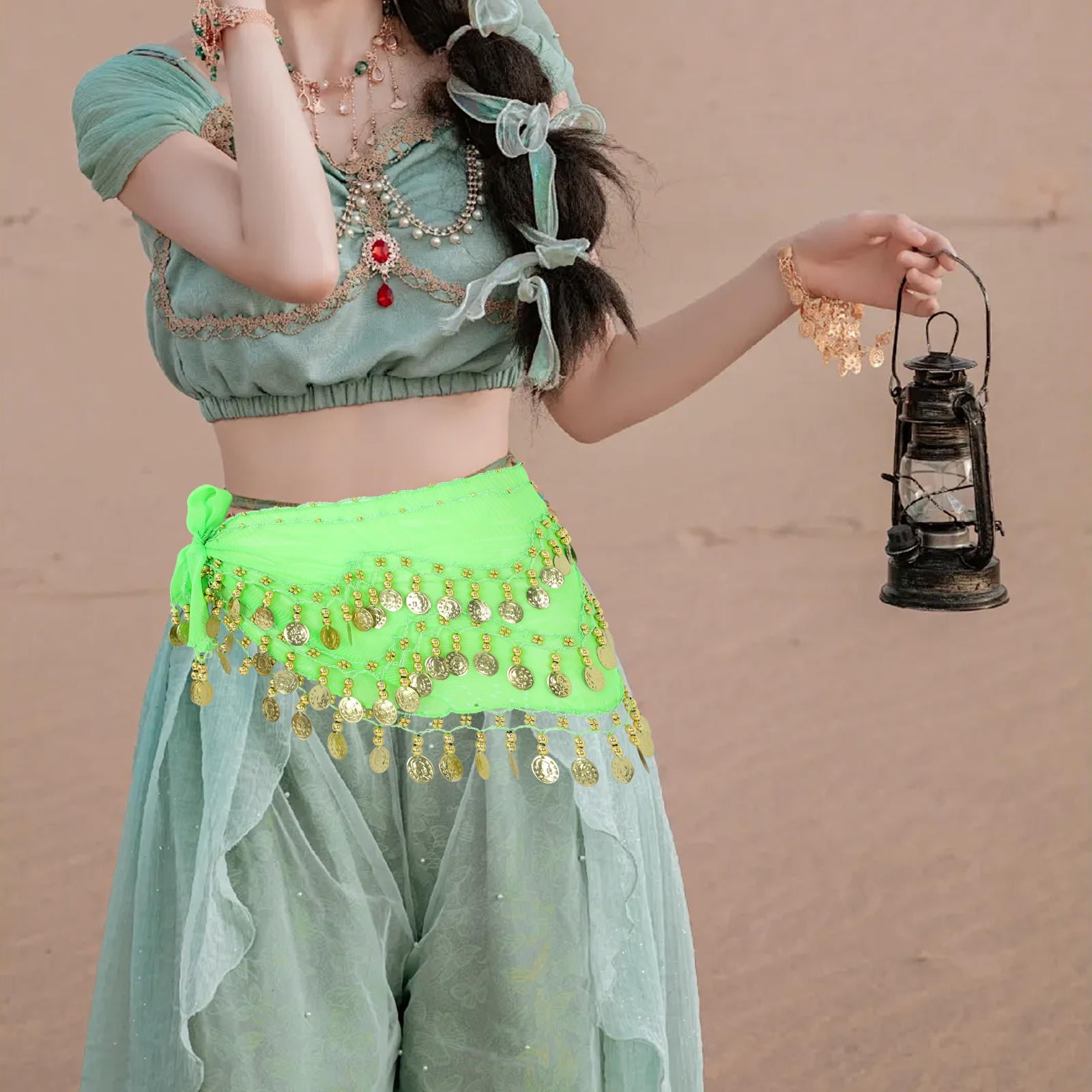 RENACLIPY Belly Hip Scarf ce Belt Chiffon Dark Green 1Pcs - Walmart.com