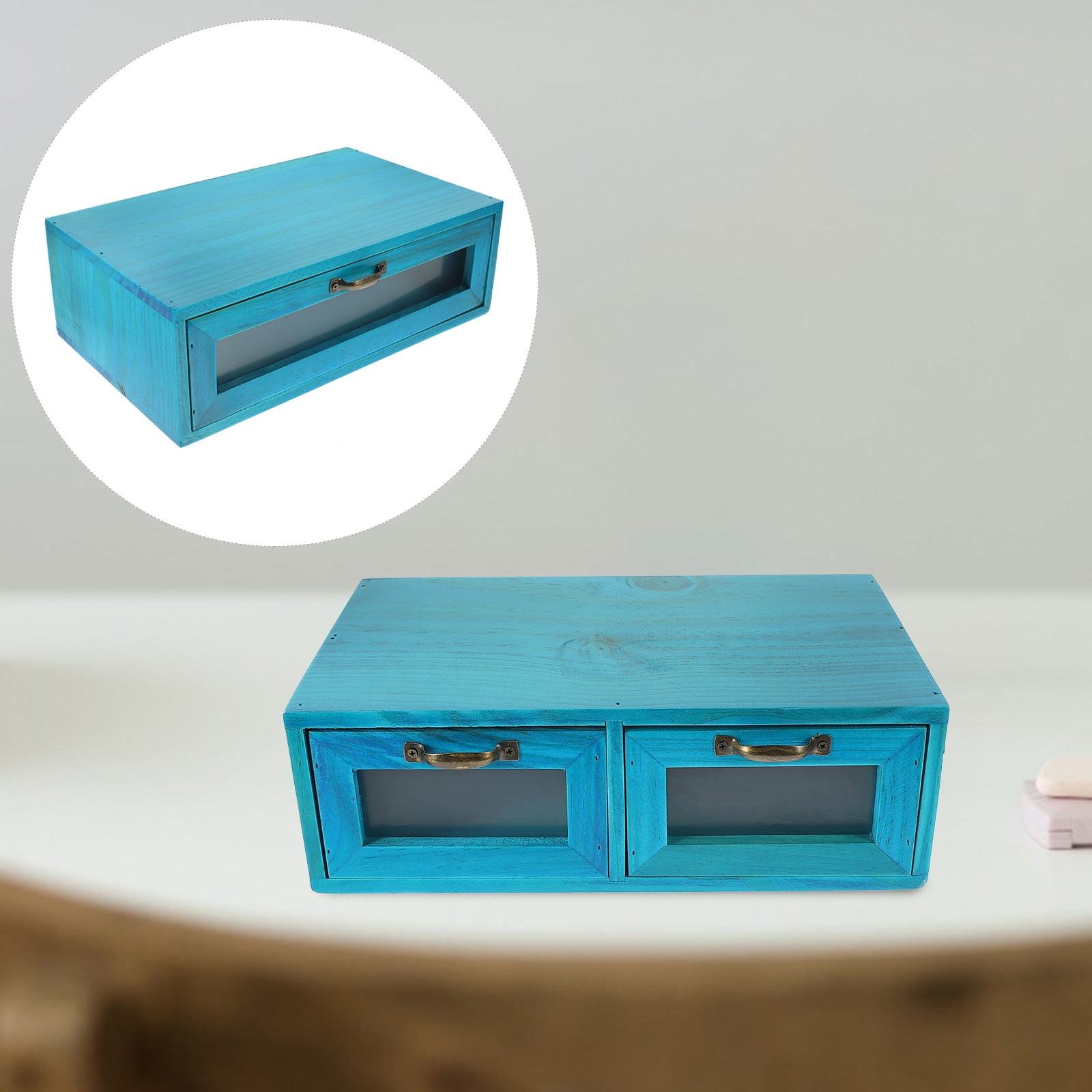 Worgeous Desktop Drawer Box Wood Countertop Storage Cabinet Organizer ...