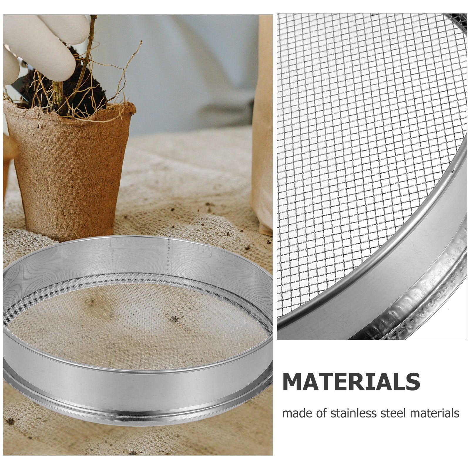 Worgeous Dirt Sifter Compost Sieve and Soil Mesh Garden Steel Silver ...