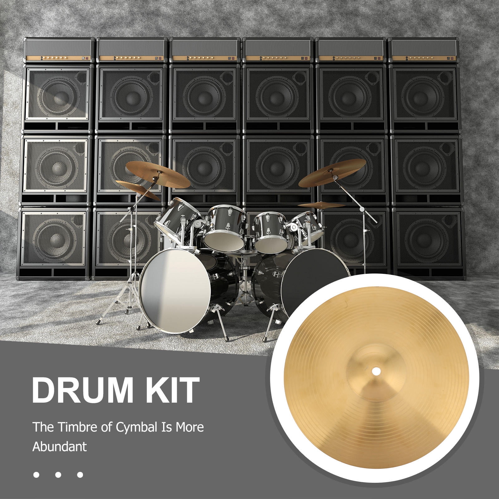 SKISUNO Round Cymbal Golden Metal for Drum Set Cymbal Part 1Set ...
