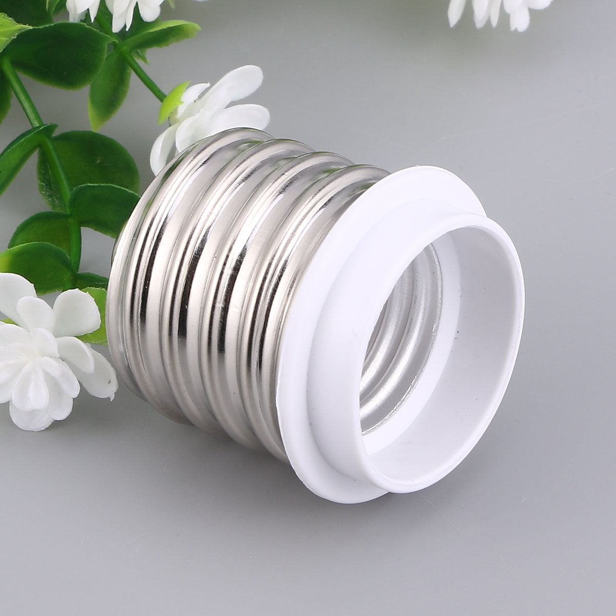 Worgeous E40 to E27 Light Bulb Socket Adapter for LED Bulbs with Metal and PBT Material Silver ...