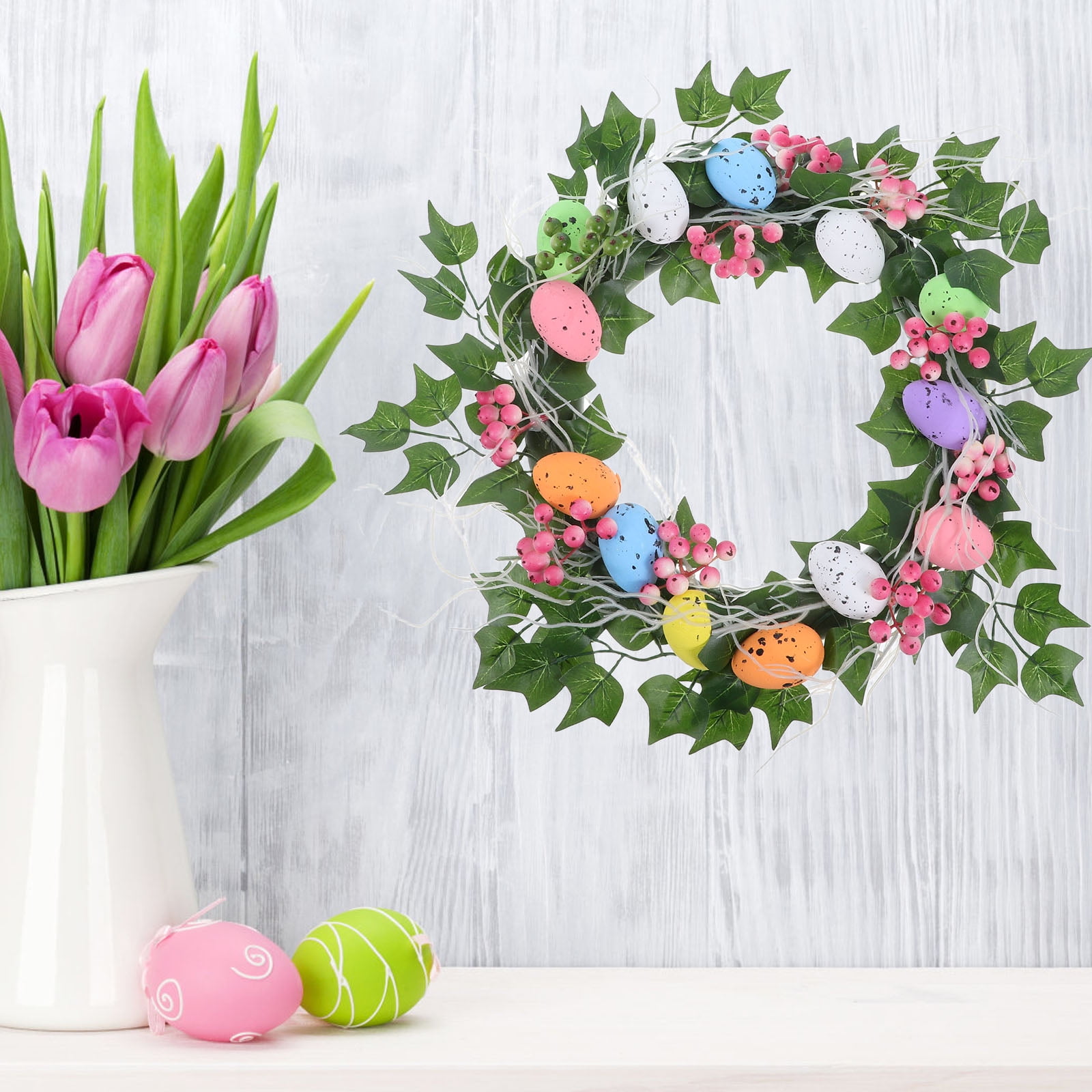 Worgeous Easter Weath Multi Circular Polyester Fabric Wood Front Door ...