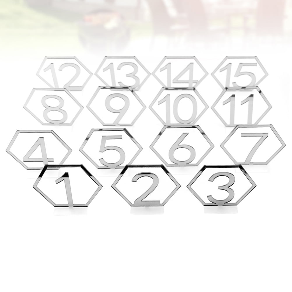 Worgeous Elegant Silver Acrylic Table Numbers with Hollow Hexagonal ...