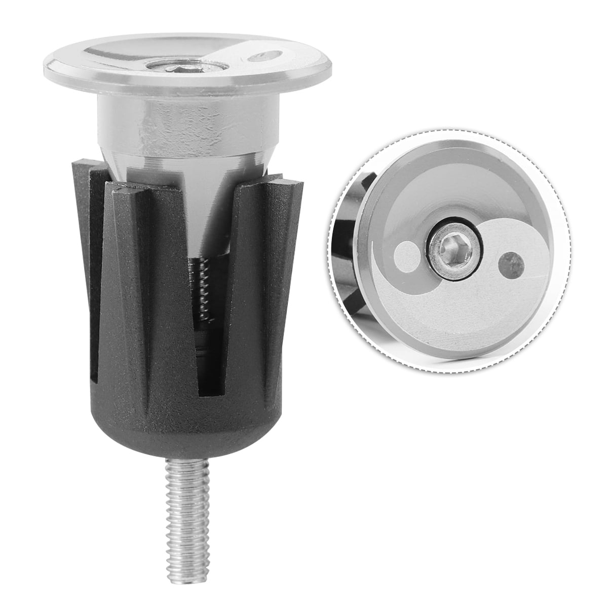 FONDOTIN Bicycle Handlebar End Caps Silver Aluminum Alloy 1 Pair ...