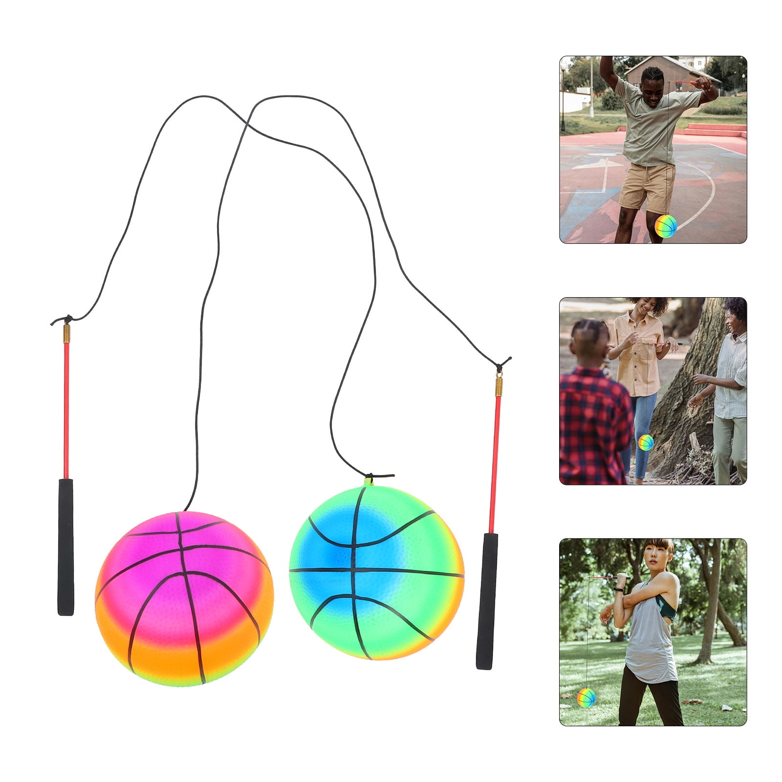 Worgeous Exercise Ball 2 Sets Rainbow Outdoor Fitness Balls with Pole ...