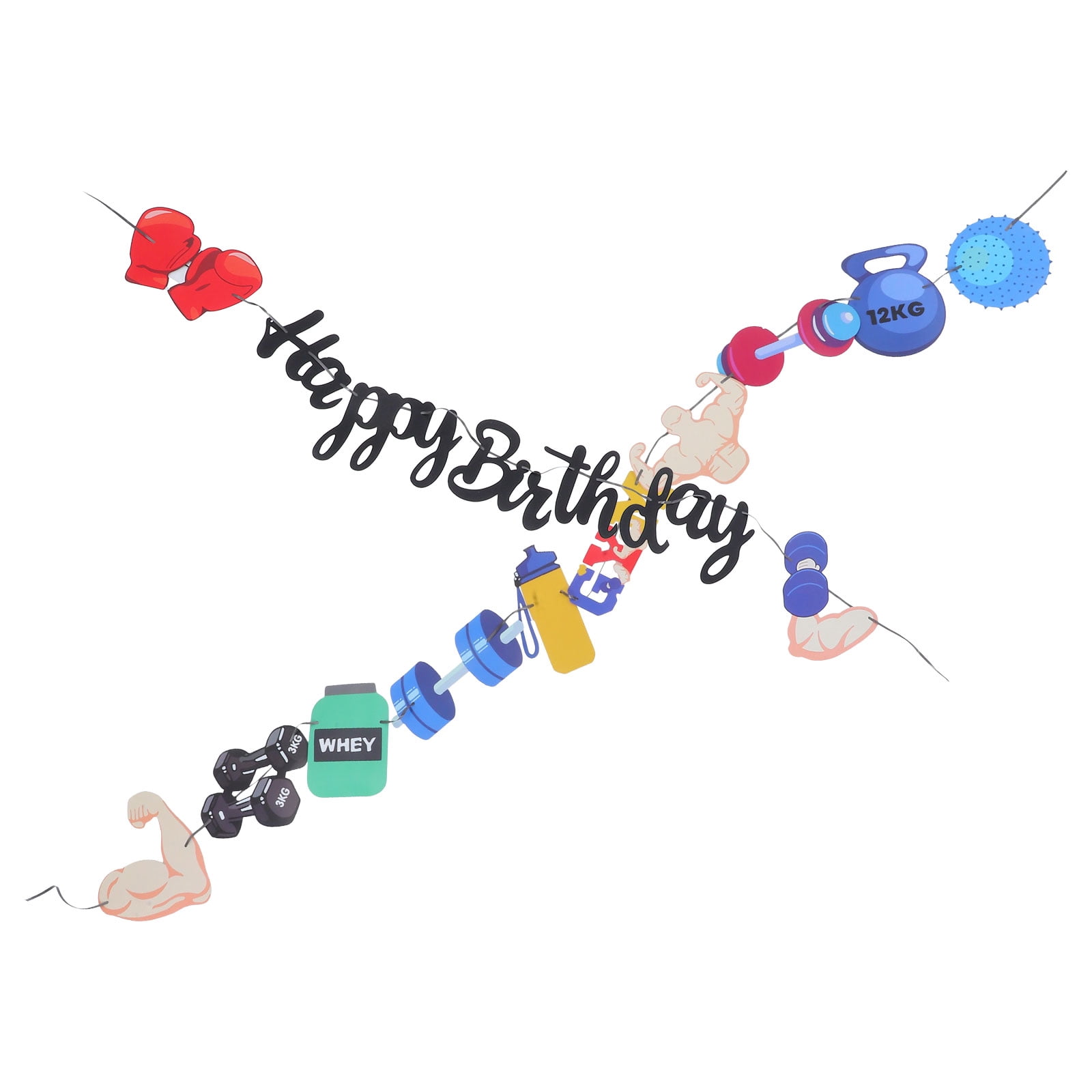 Worgeous Exercise Banner Happy Birthday Gym Banner Sports Party ...