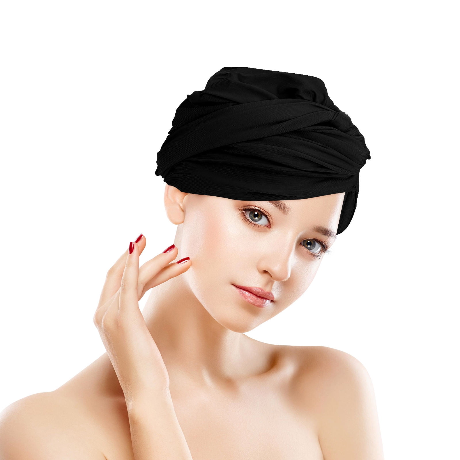 RENACLIPY Black Silicone Swim Cap with High Elasticity for Comfortable ...
