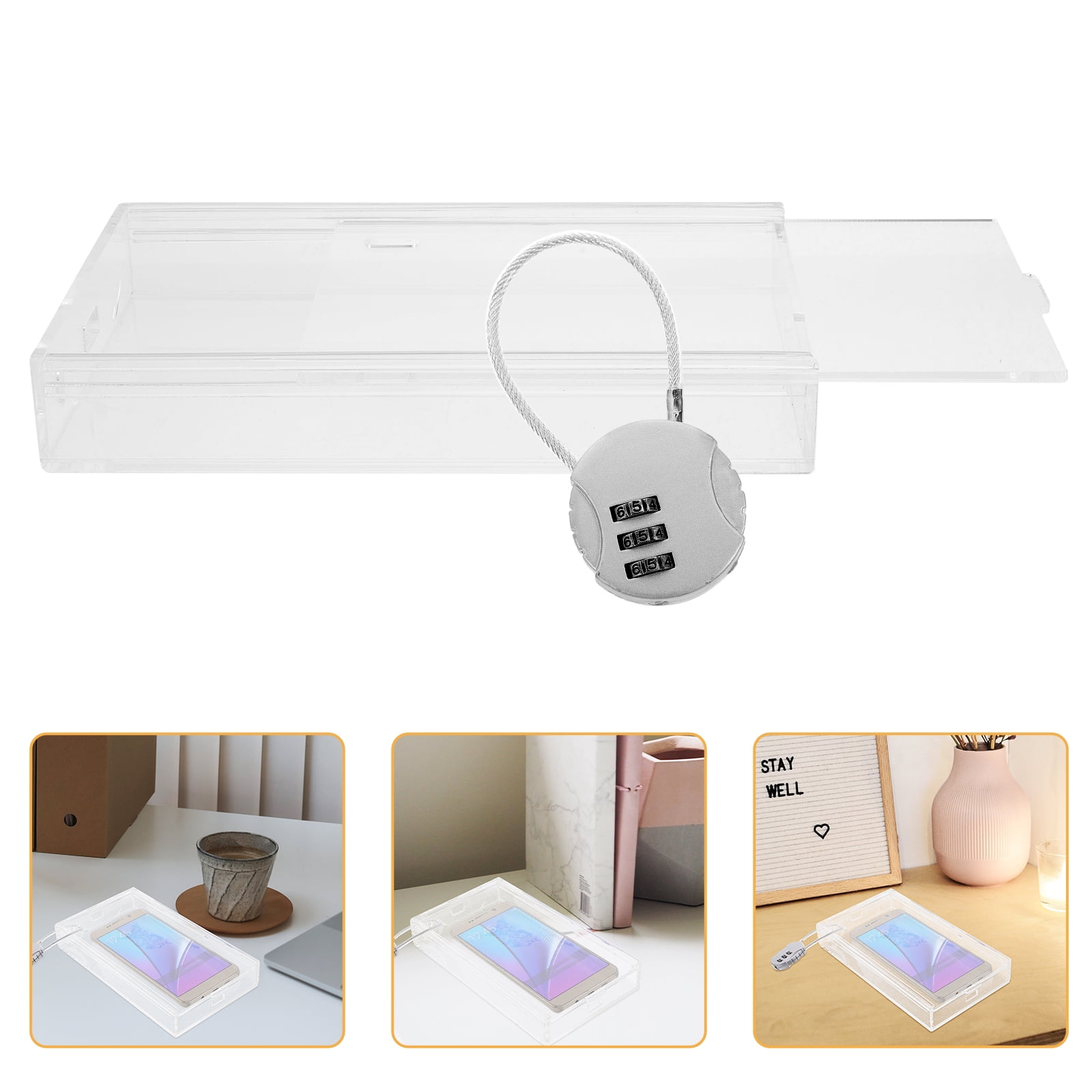 Worgeous Fingerprint Lock Locks Mobile Phone Storage Box Staff Student ...