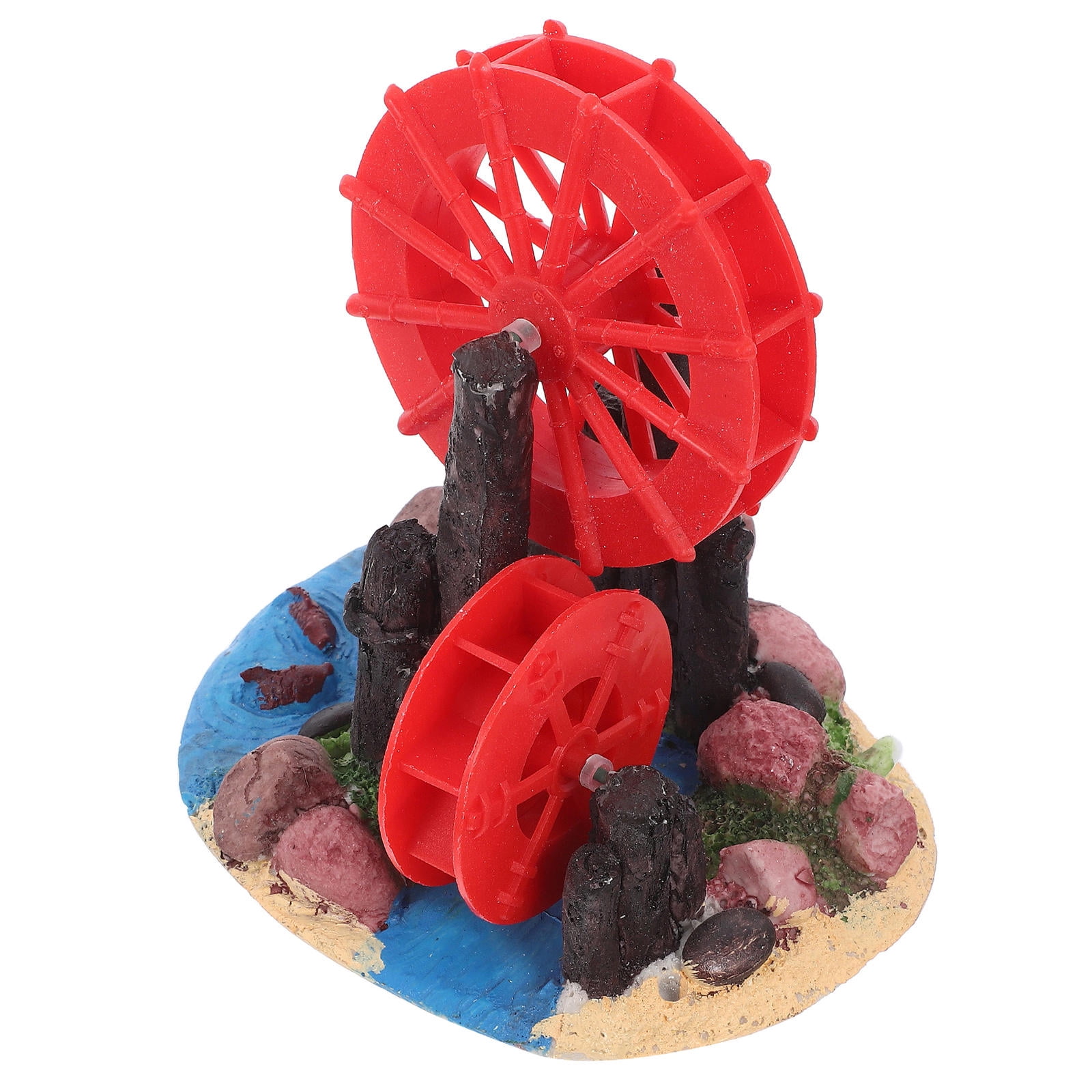 Worgeous Fish Tank Wheel Fountain with Artificial Rockery Wheel Micro ...