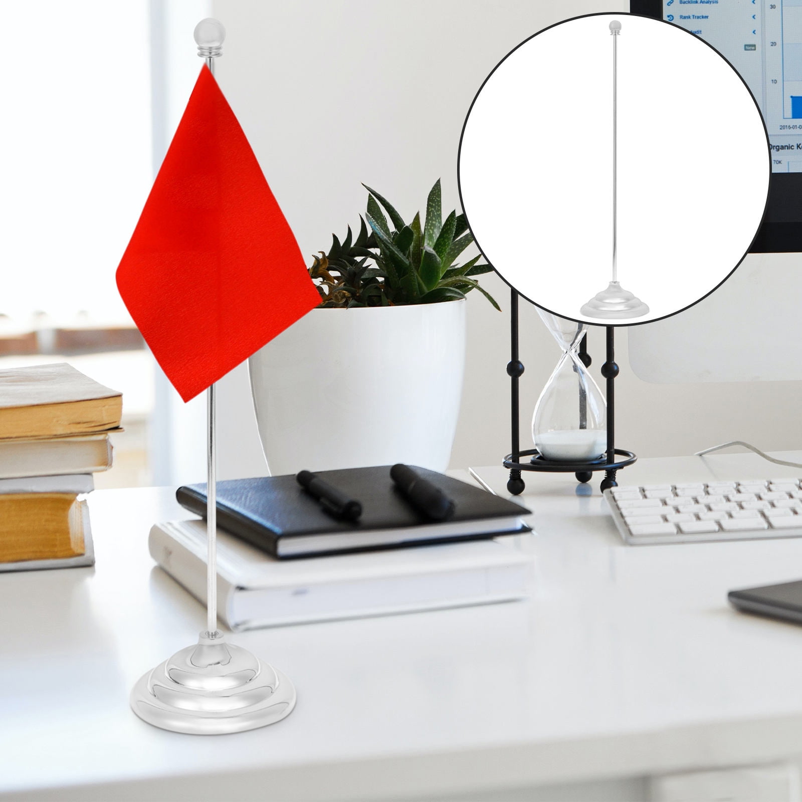 Worgeous Flag Pole Desk Stand Table Flagpole Office Decor Poles Silver ...