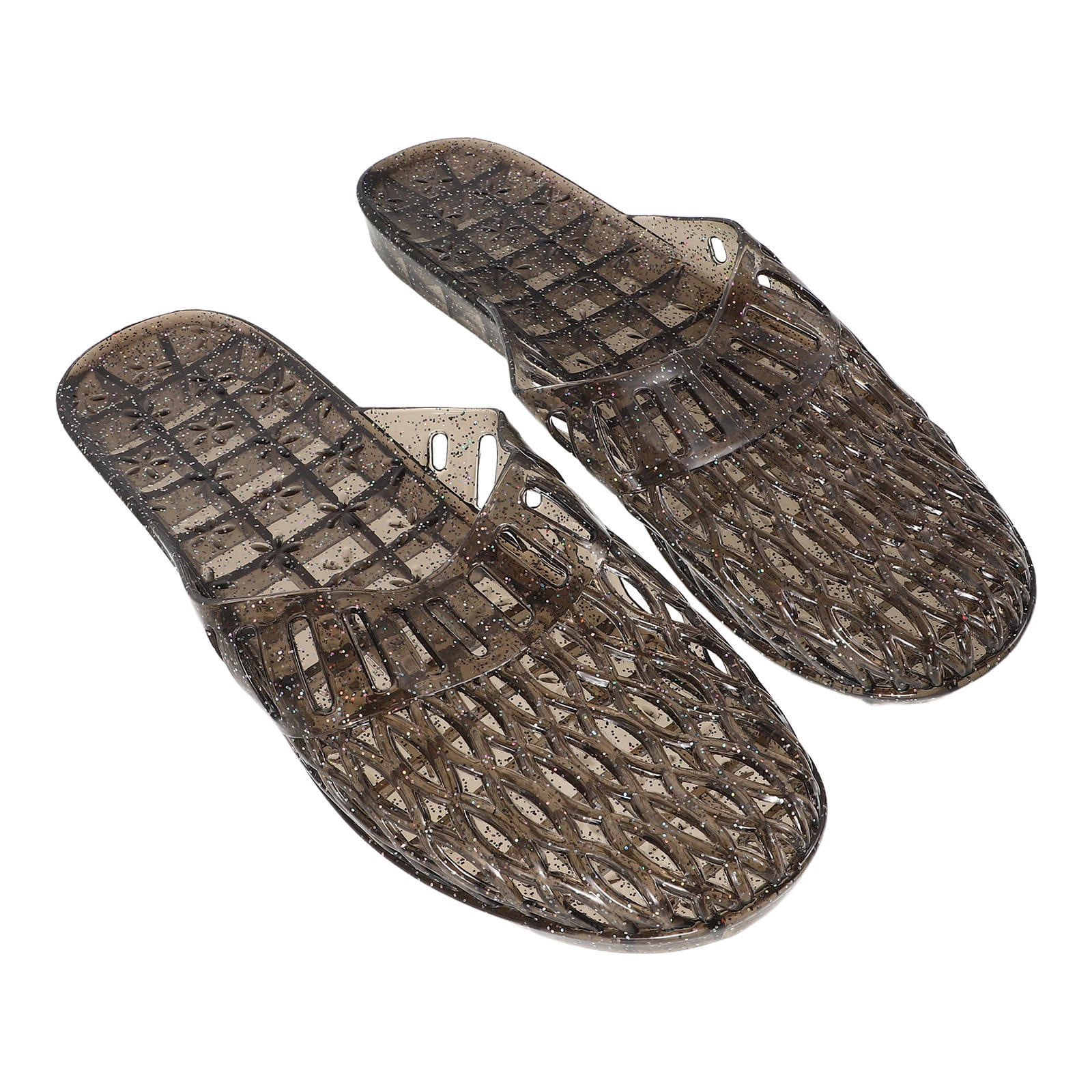 Worgeous Flat Transparent Jelly Shoes with Hollow Design Non-Slip for ...