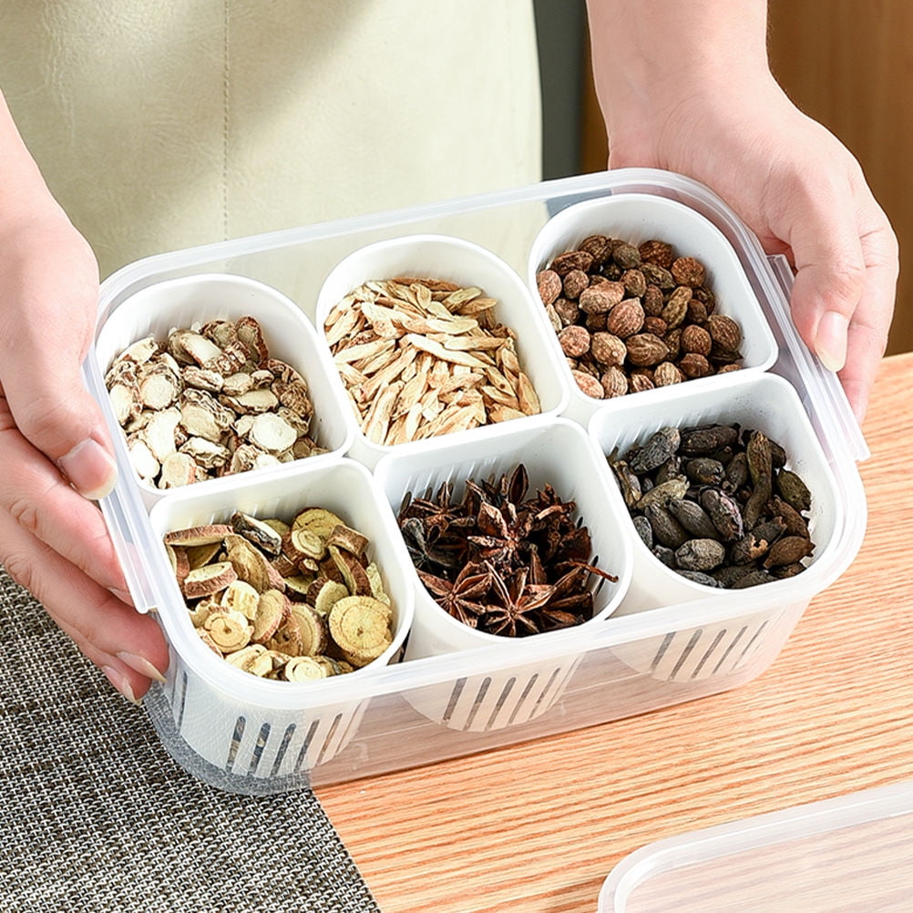 Worgeous Fridge Containers Divided Compartment Holder Clear for Food ...