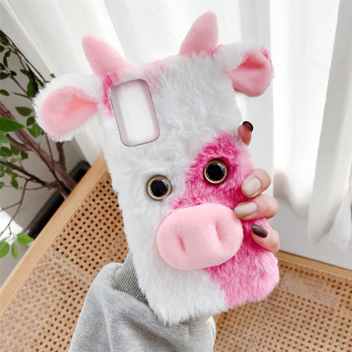 Worgeous Furry Phone Case Fluffy Cow with All Functional Ports Cutout ...