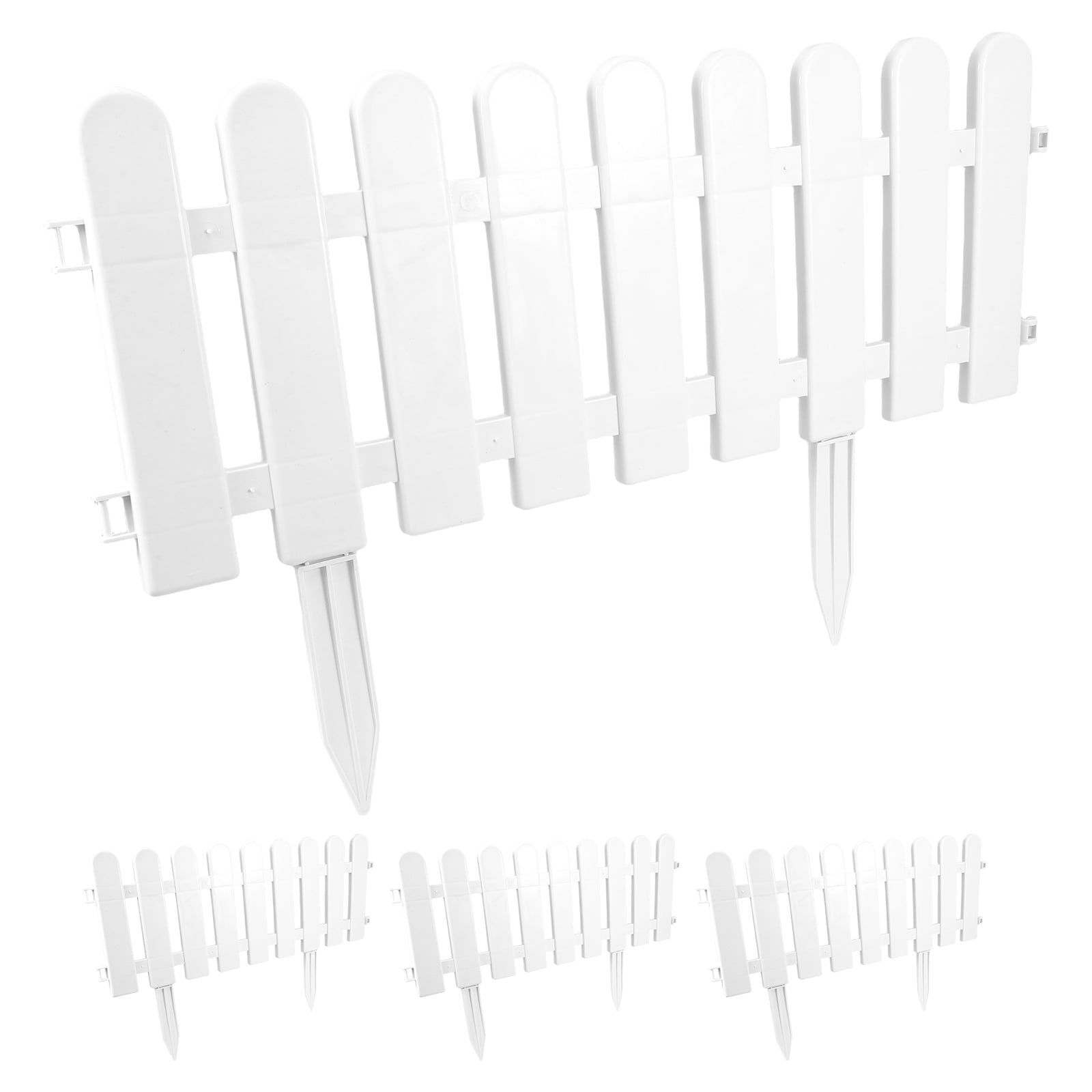 Worgeous Garden Style 4 Sets White Plastic Fences for Flower Garden ...
