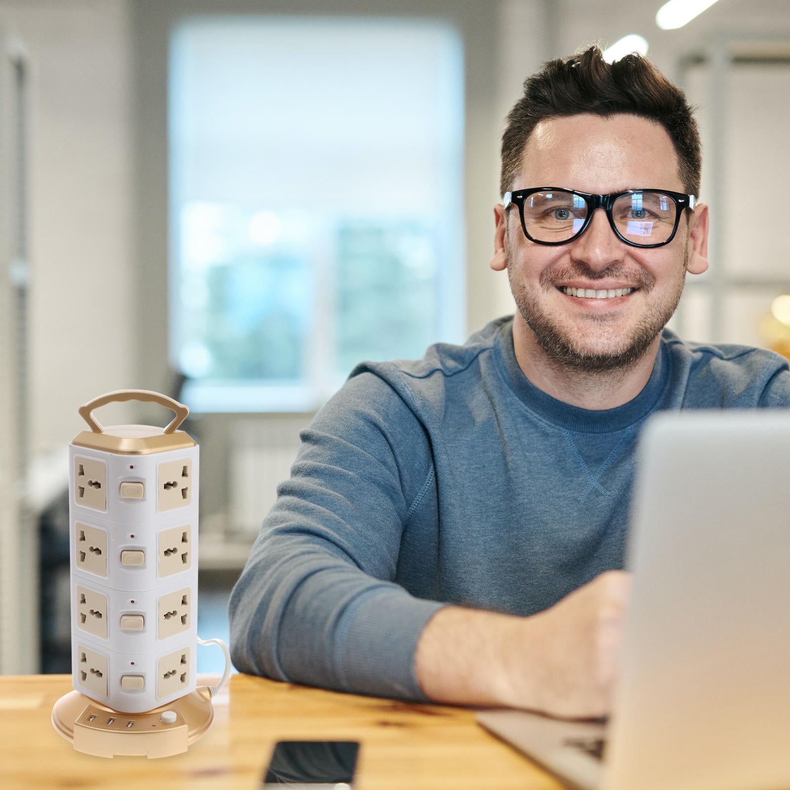 Worgeous Golden ABS Power strip with USB Ports for Home featuring ...