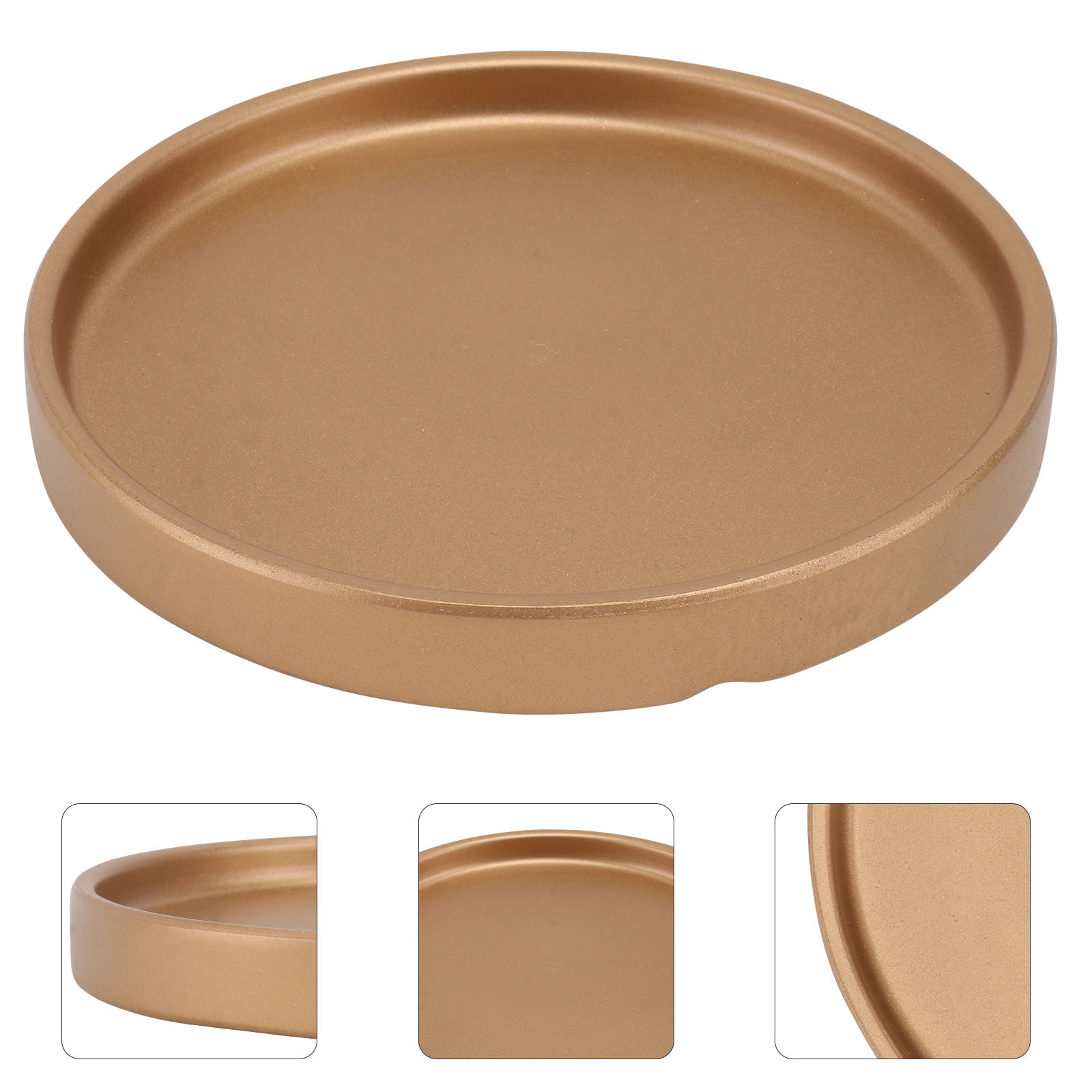 Worgeous Golden Ceramic Flower Pot Bottom Drain Tray for Storage with ...