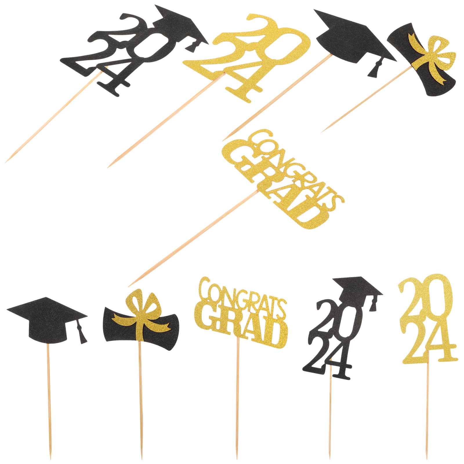 Worgeous Graduation Cake Picks Assorted Color Paper Decor for Parties ...