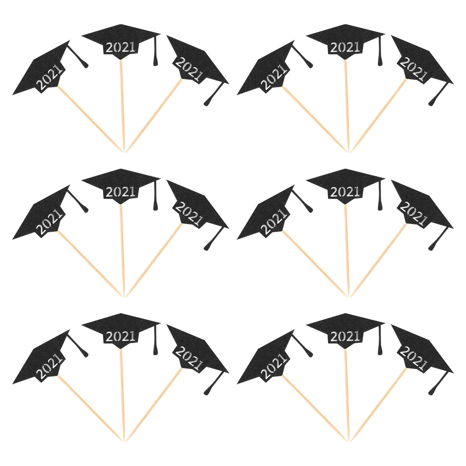 Worgeous Graduation Cake Picks with Black Trencher Caps Design for ...