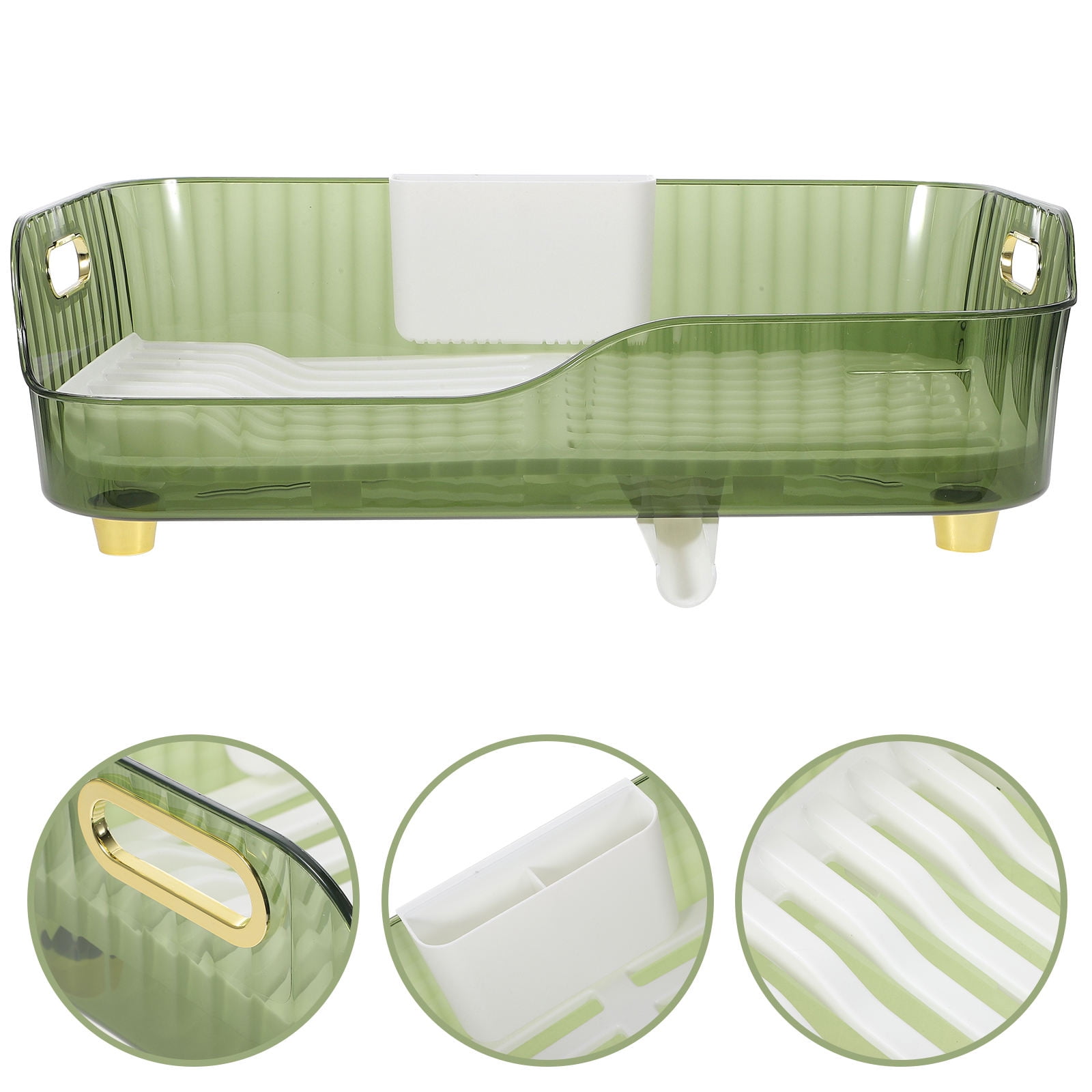 WORGEOUS Dish Drainer Kitchen Counter Dish Drying Rack Green Plastic ...