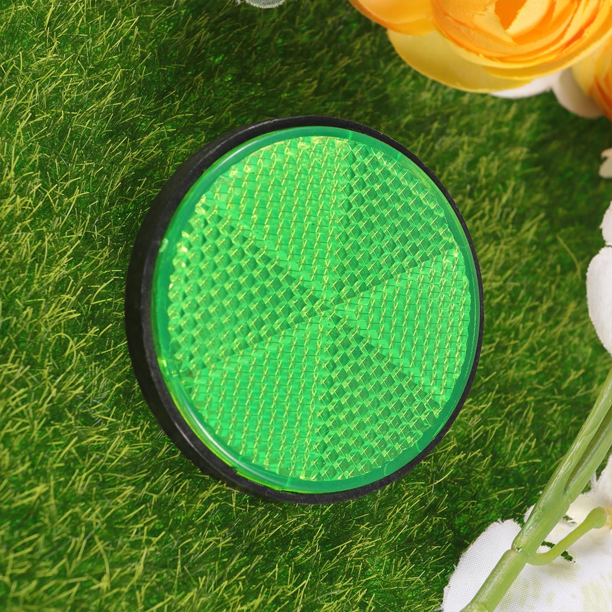 SWETRACE Round Reflective Biking Accessories Green 2Pcs 2.2x2.2x0.2In ...