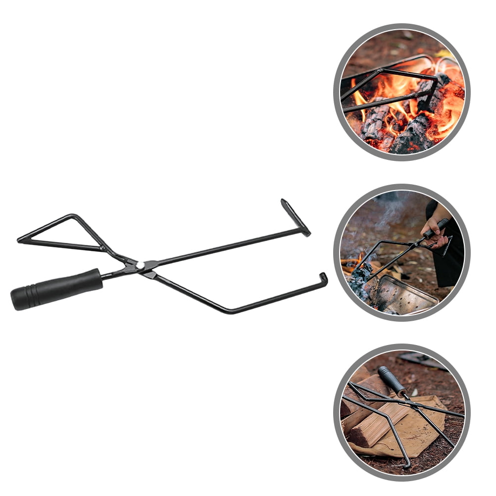 COSMOBETTY Camping Fireplace Tongs Black for Picnicking 1Pcs 15.52x5 ...