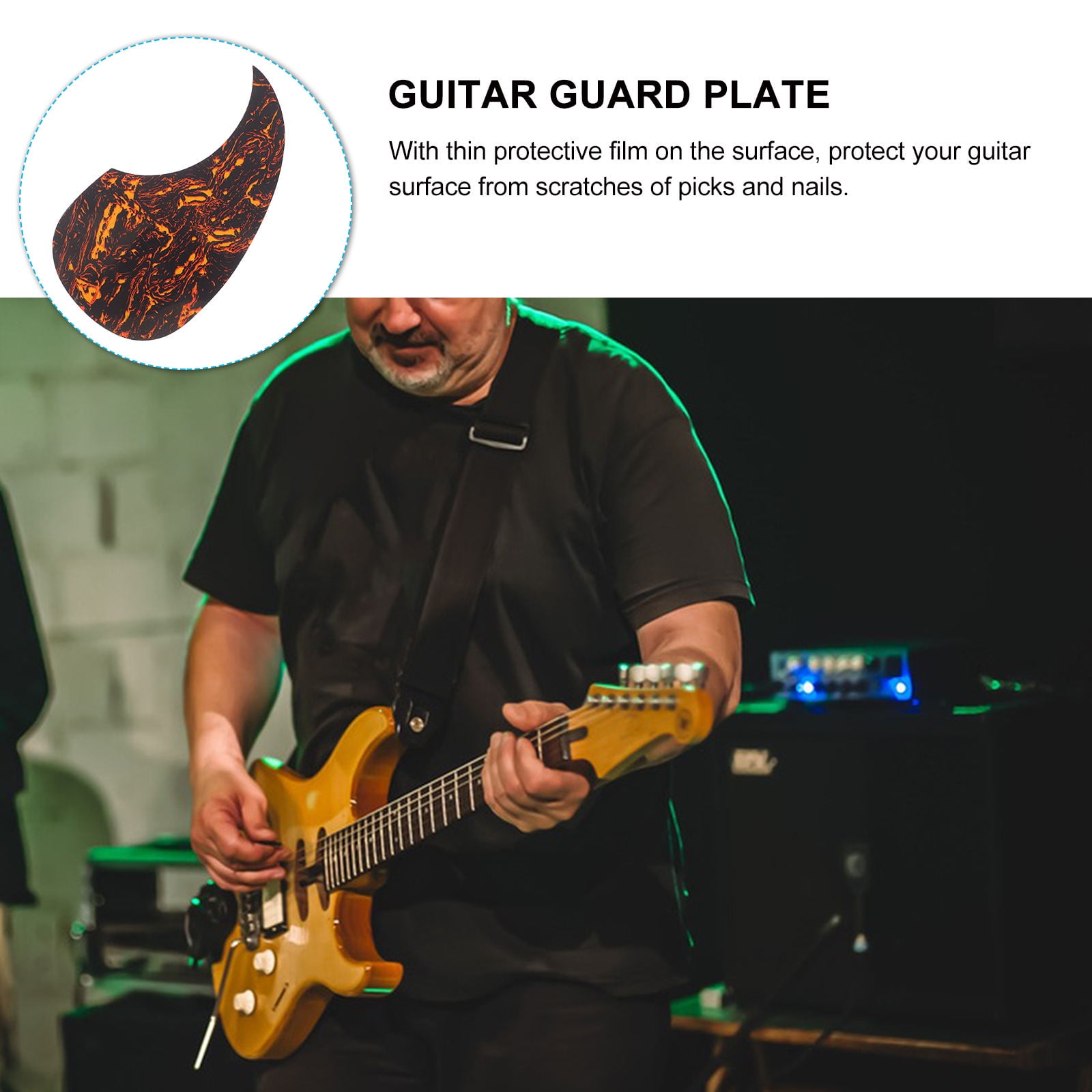 Worgeous Guitar Sound Hole Curve Plate Self-adhesive Pick - Walmart.com