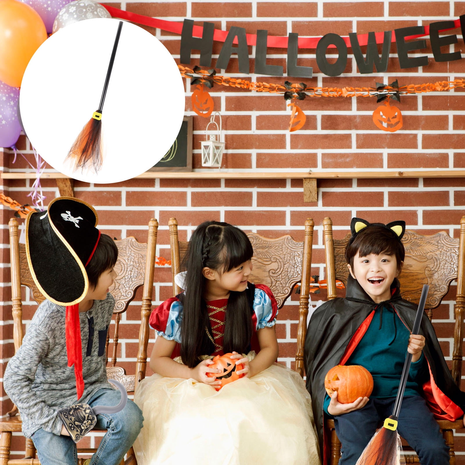 Worgeous Halloween Witch Broom Cosplay Witch Plastic Yarn Broom Prop ...