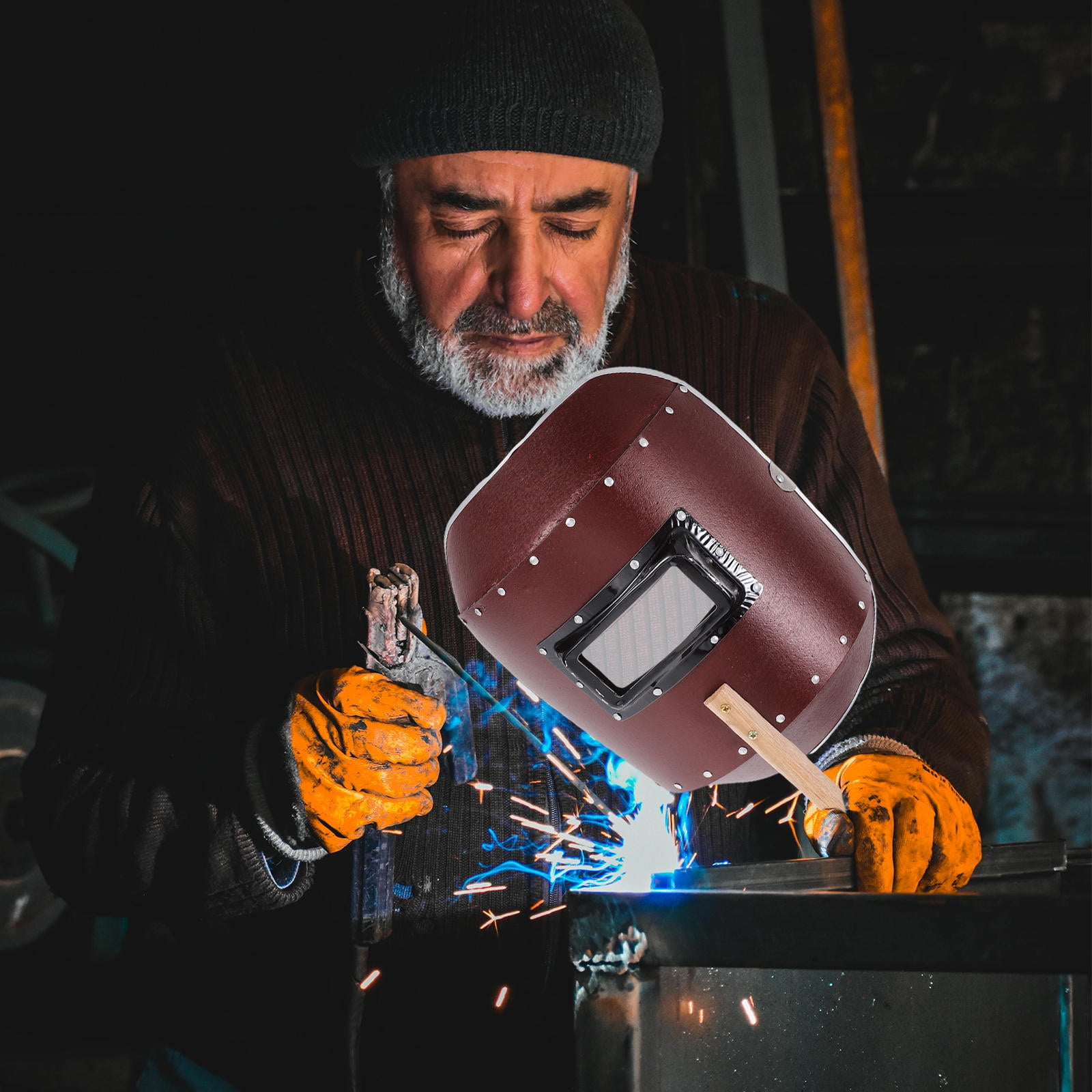 Worgeous Handheld Welding Mask With Wood Handle Professional Welding ...