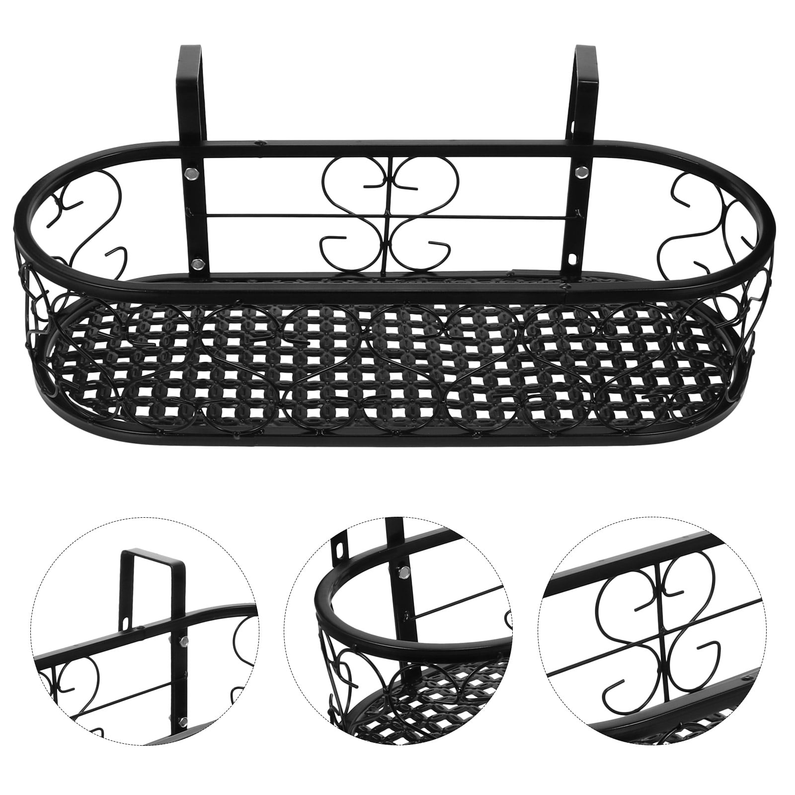 Worgeous Hanging Flower Stand Plant for Balcony Pots outside Rack Black ...