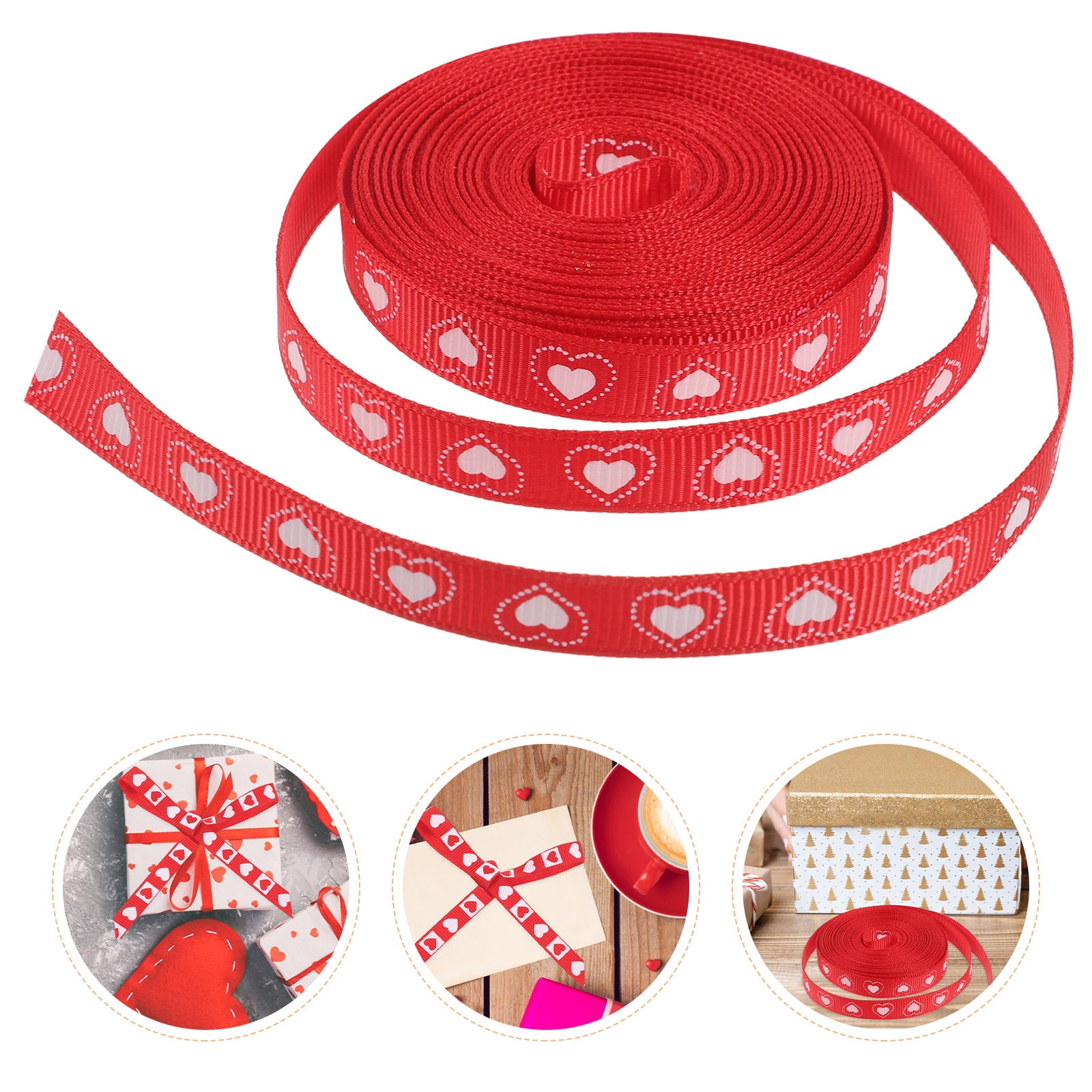 Worgeous Heart Pattern Ribbons 9mm Wide 3 Rolls For Celebrations ...