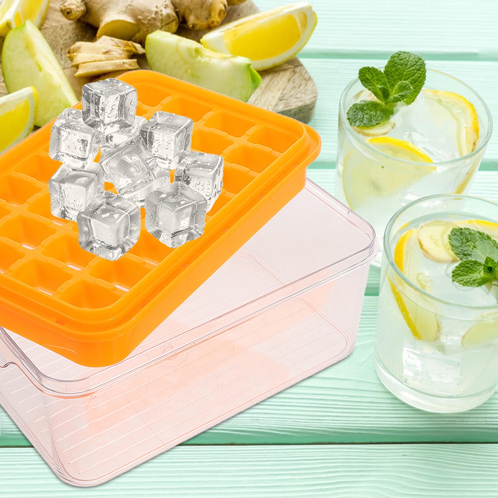 Worgeous Ice Cube Tray With Lid And Bin Stackable Ice Trays Yogurt Melt ...