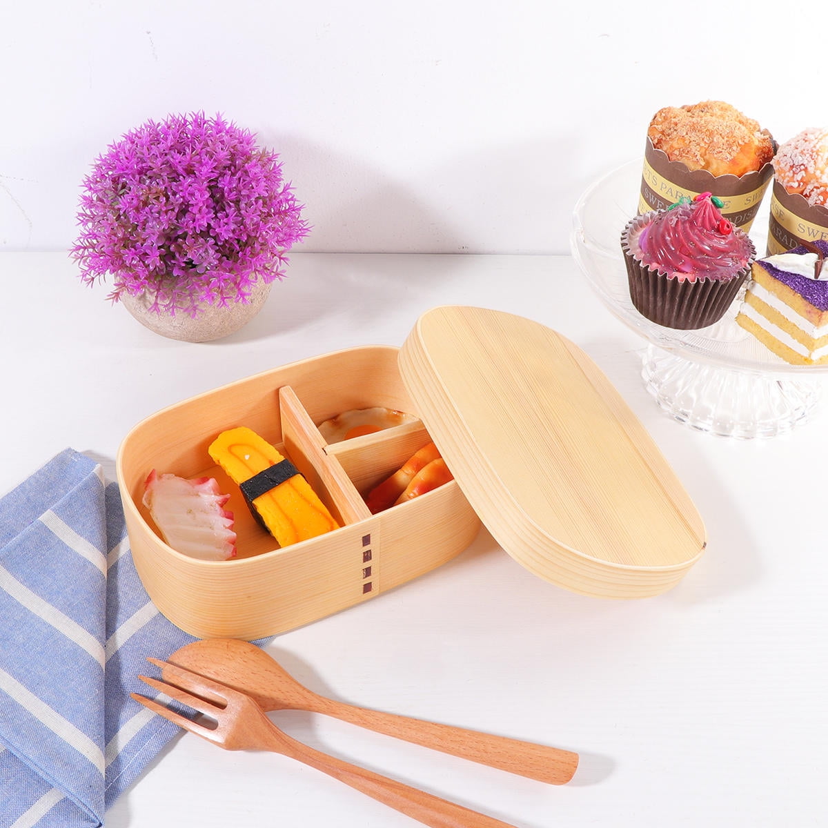 Worgeous Japanese Style Wooden Lunch Box Single-layer Square Bento ...