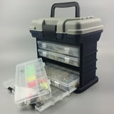 Worgeous Large Grey Tackle Box with Double Deck Design and 4 Removable ...