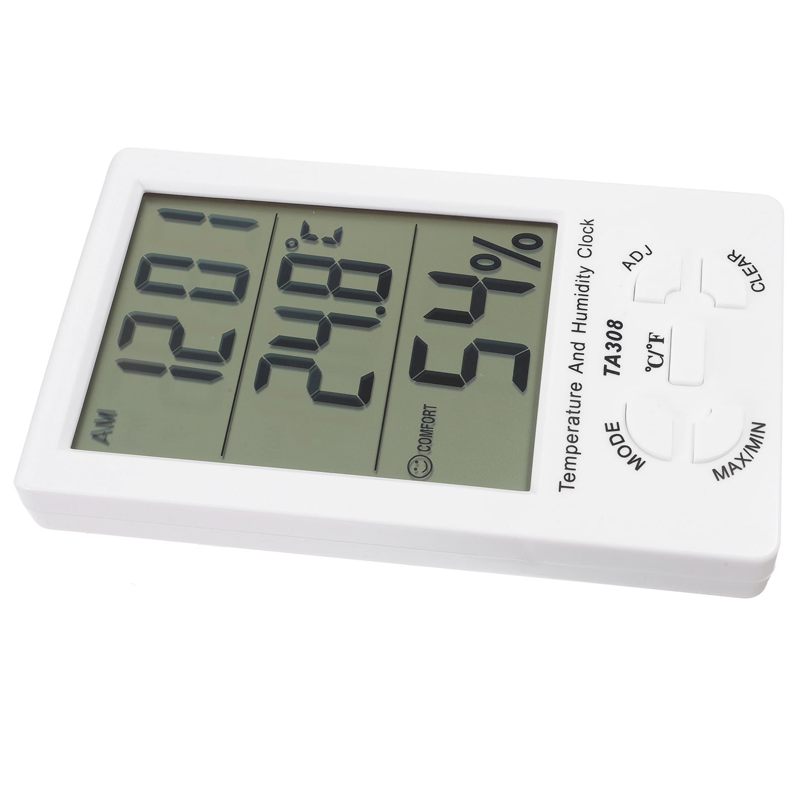 Worgeous Large LCD Digital Hygrometer Clock Indoor Thermometer Humidity ...