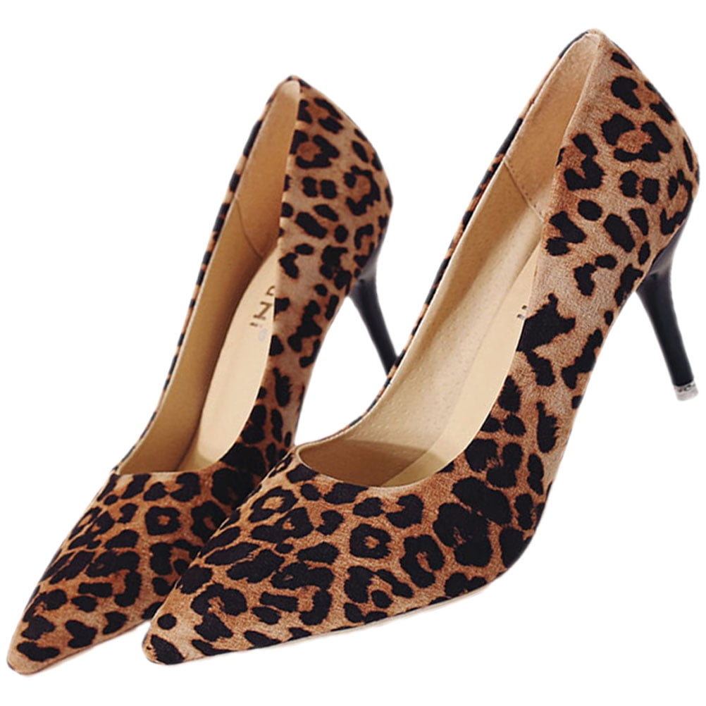 Worgeous Leopard Print High Heel Women Pumps with Pointed Toe Design ...
