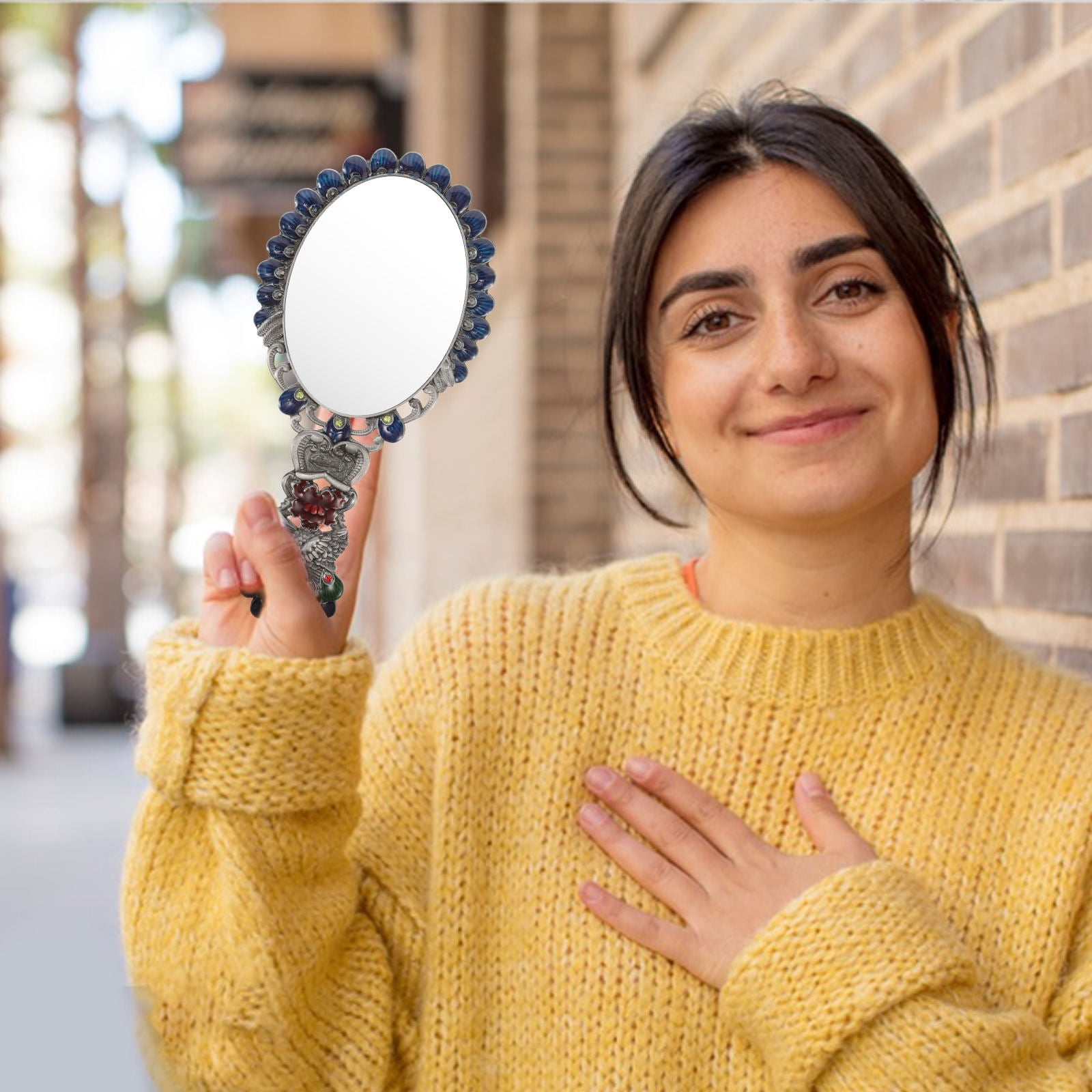 Worgeous Magnified Antique Folding Vanity Mirror Miss Travel - Walmart.com