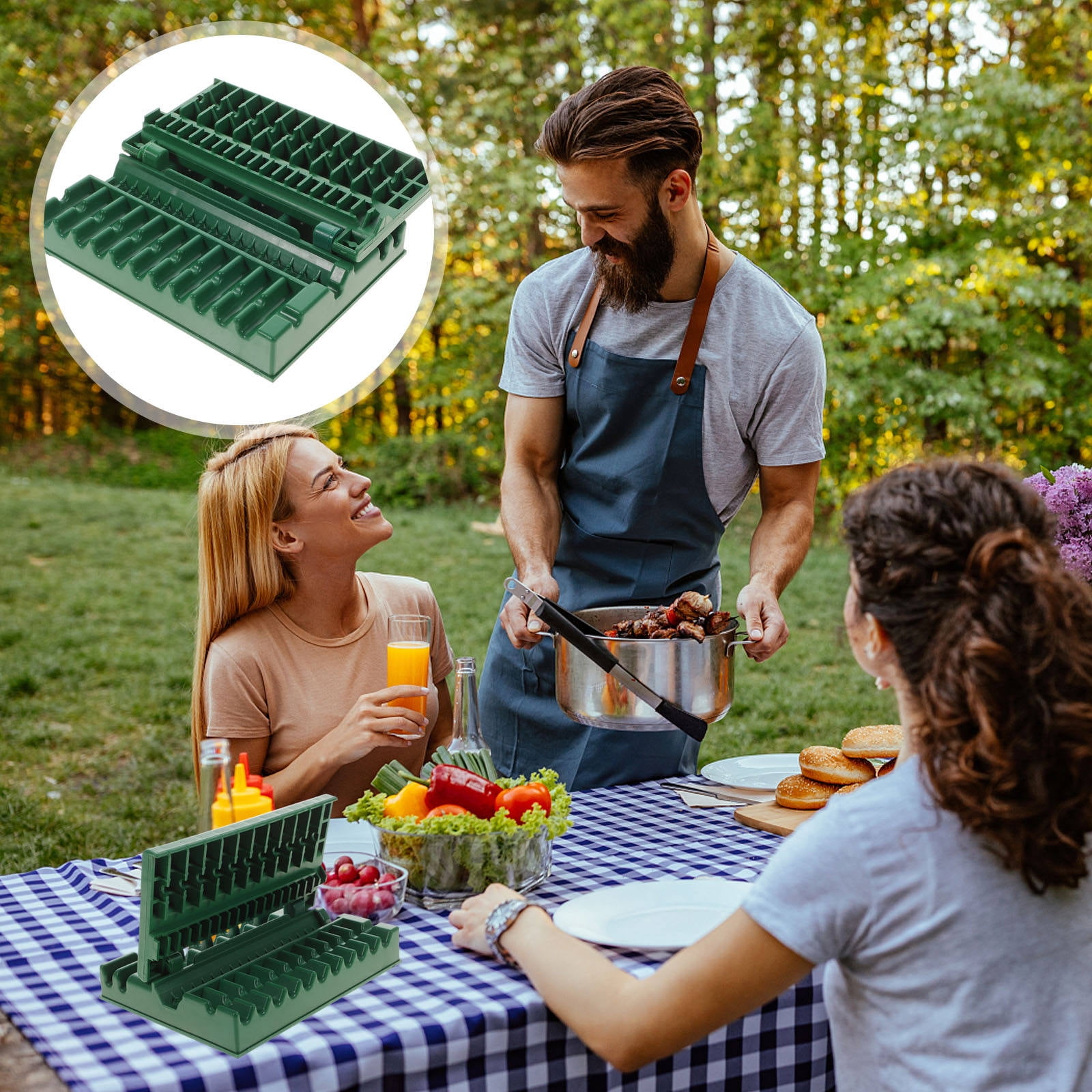 Worgeous Durable Green PP Meat Skewer Tool for Barbecue Use Efficient Kebab Maker with High ...