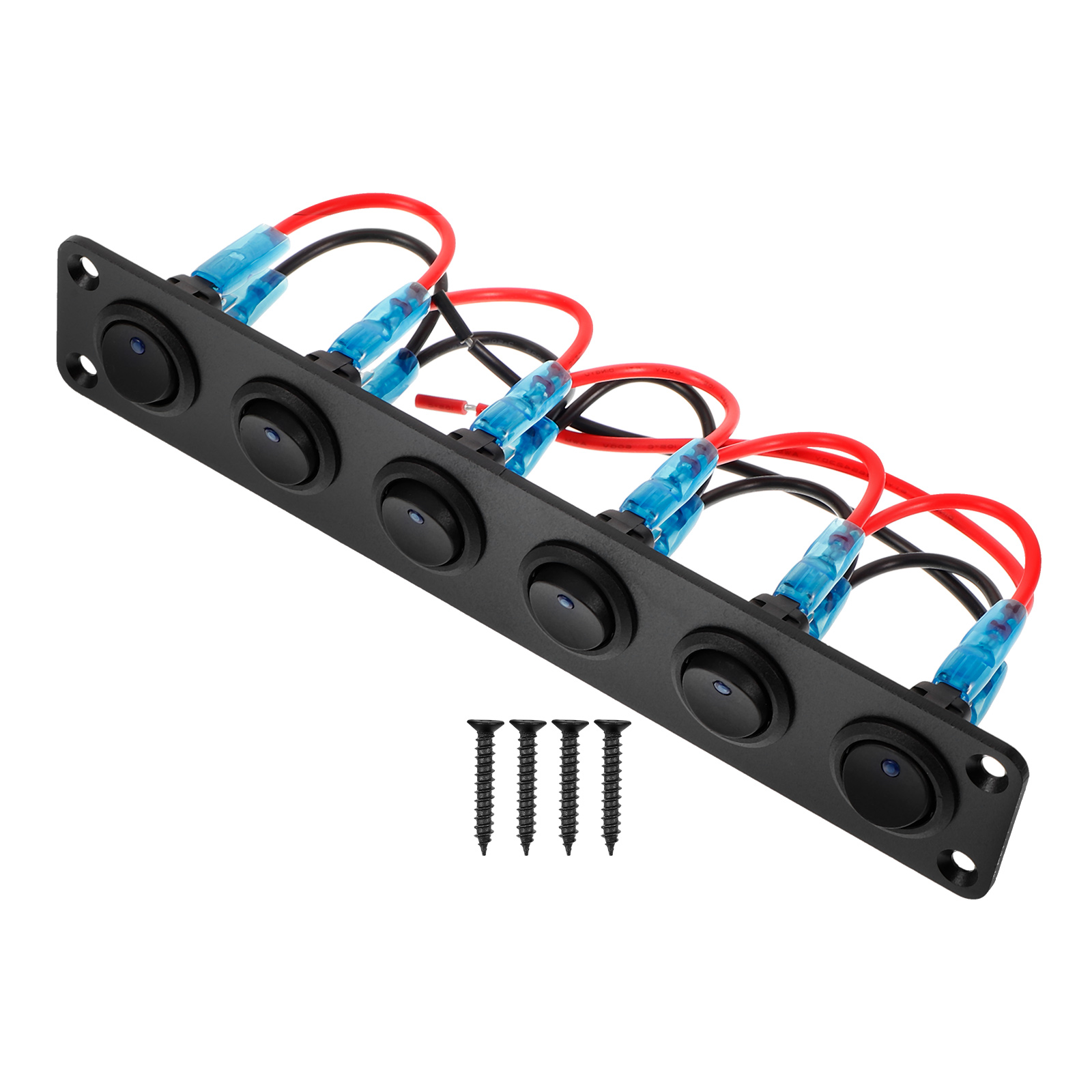 RENACLIPY 6 Gang Black Aluminum Rocker Switch Panel for Car, Yacht, RV ...