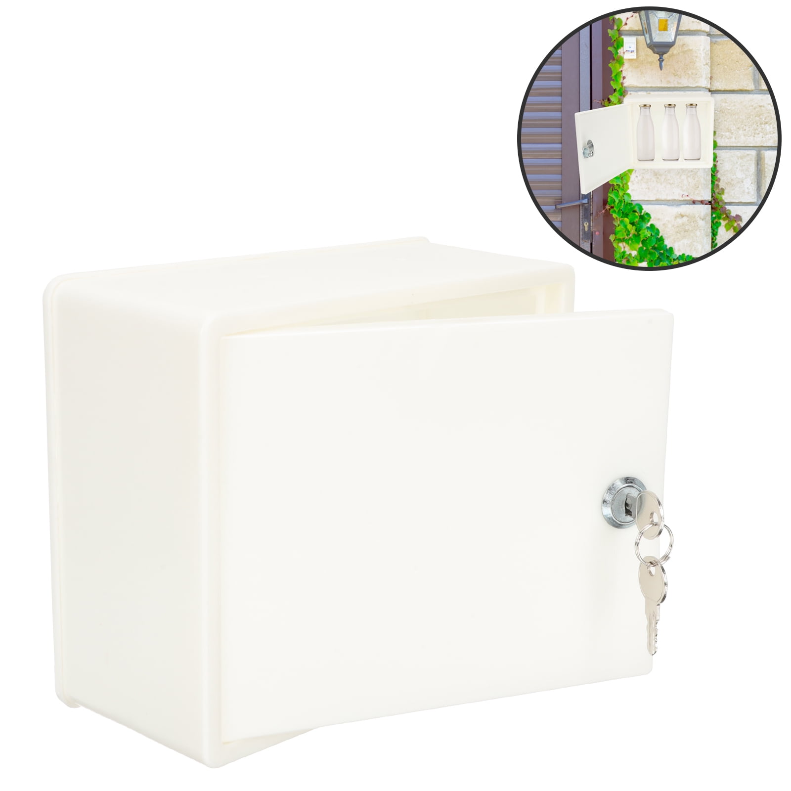 Worgeous Milk Box Mailbox Lockable Modern Locking Wall Mounted White ...