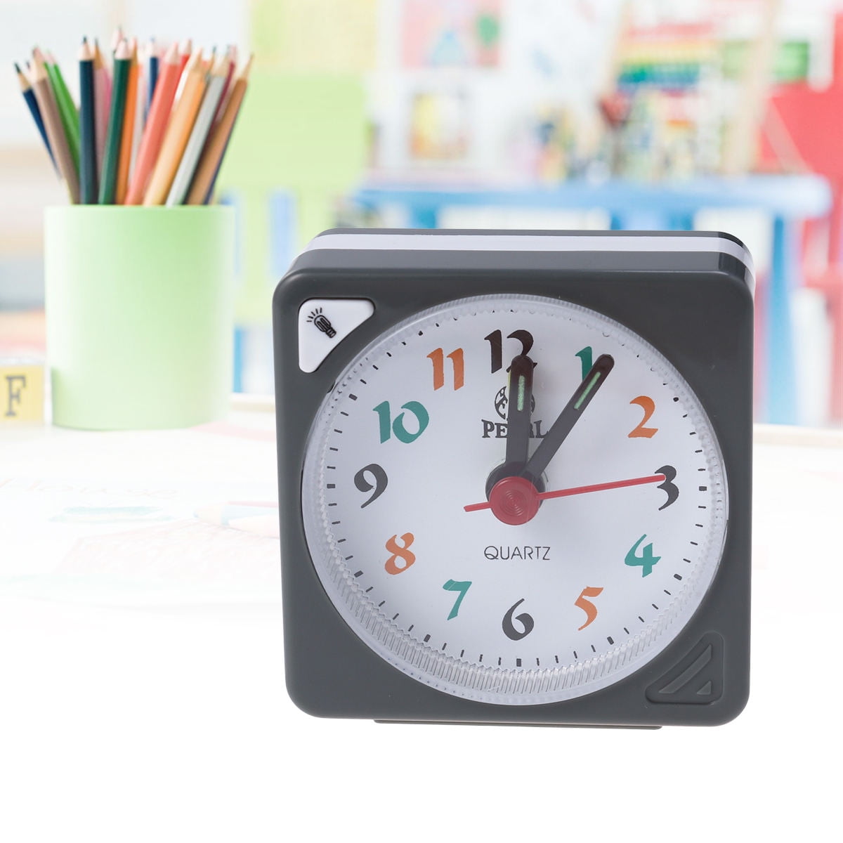 Worgeous Mini Clock Square Plastic Quartz Alarm Clock Portable ...