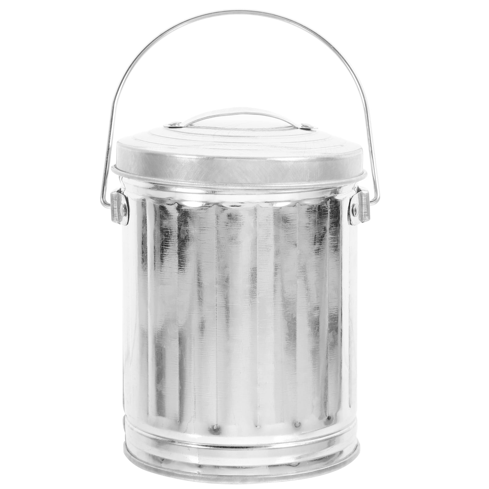 Worgeous Mini Desktop Trash Can With Lid Metal Rubbish Bin Tabletop ...